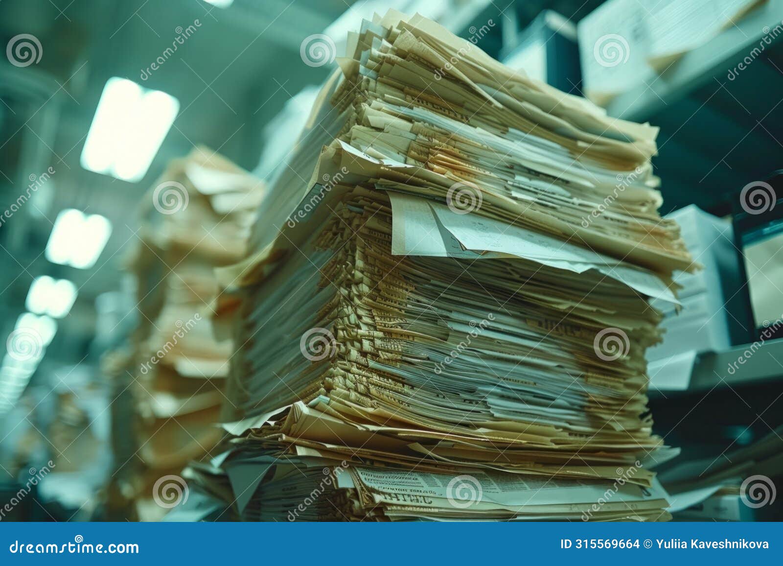 Piles of Paper Office Filled with Paperwork Full Archive File Documents ...