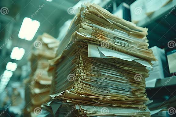 Piles of Paper Office Filled with Paperwork Full Archive File Documents ...