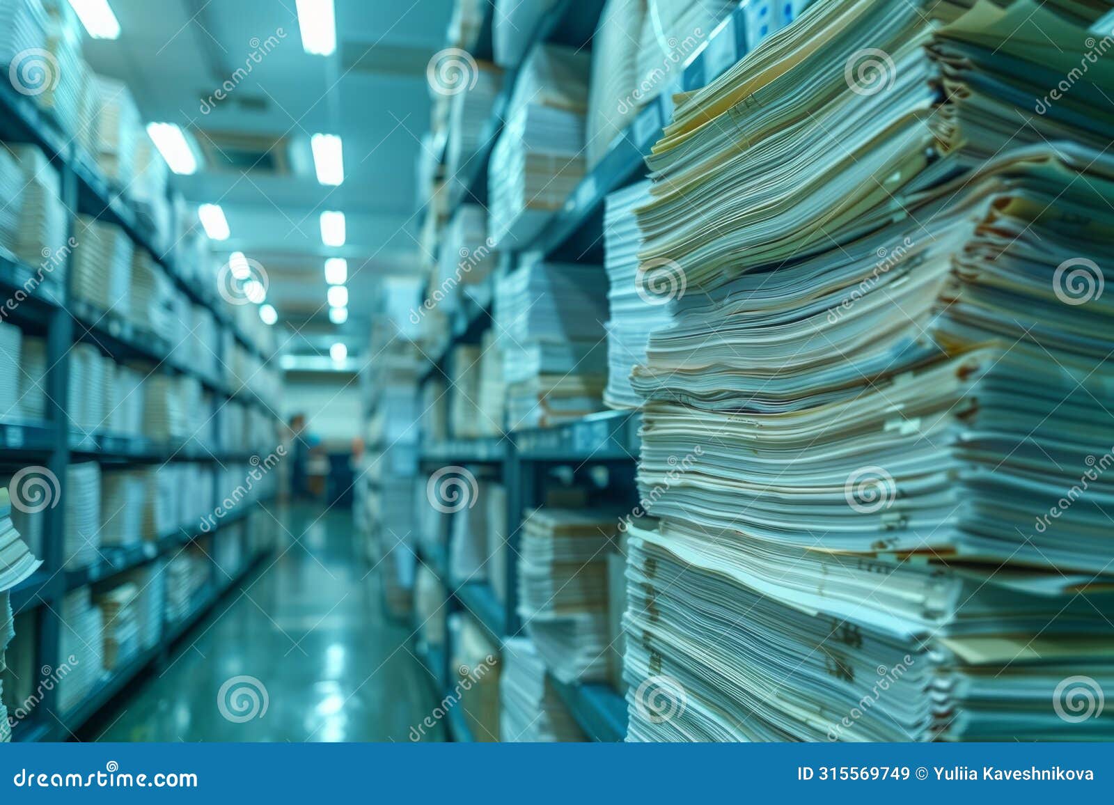 Piles of Paper Office Filled with Paperwork Full Archive File Documents ...
