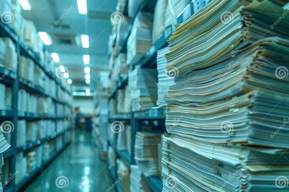 Piles of Paper Office Filled with Paperwork Full Archive File Documents ...