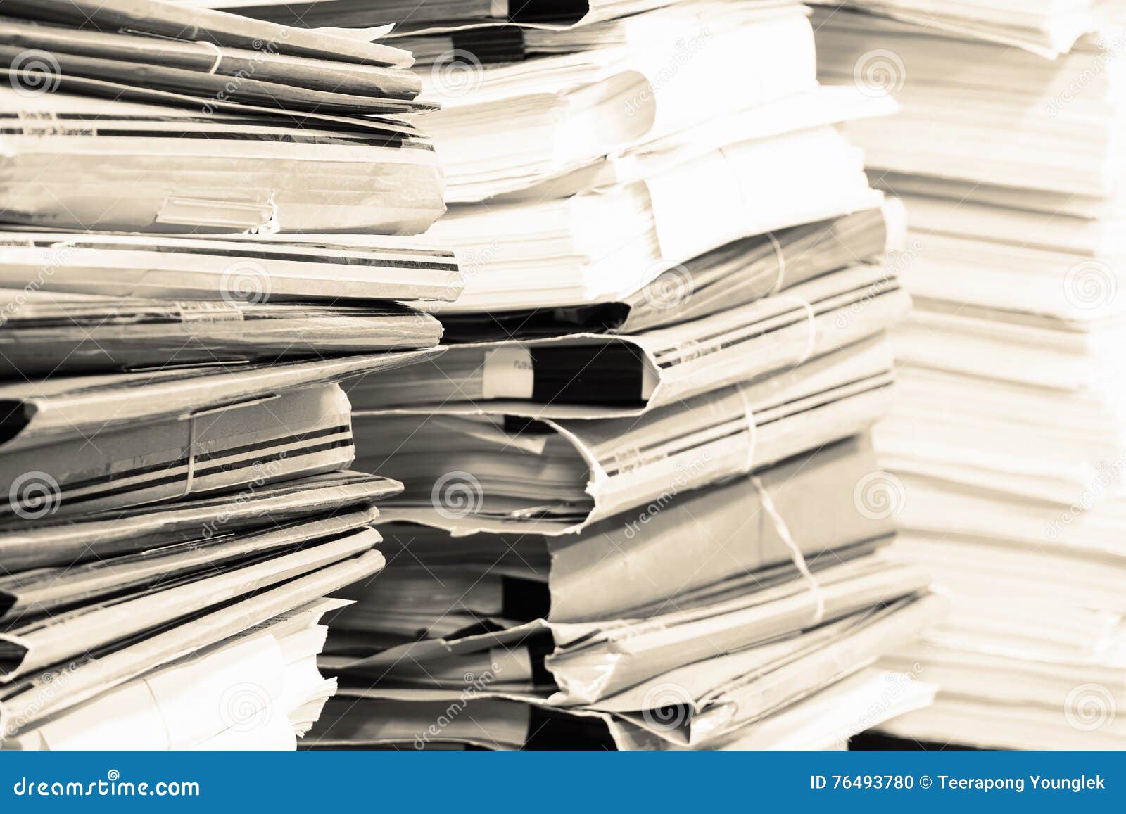 Piles of Paper in the Office. Stock Photo - Image of feature ...