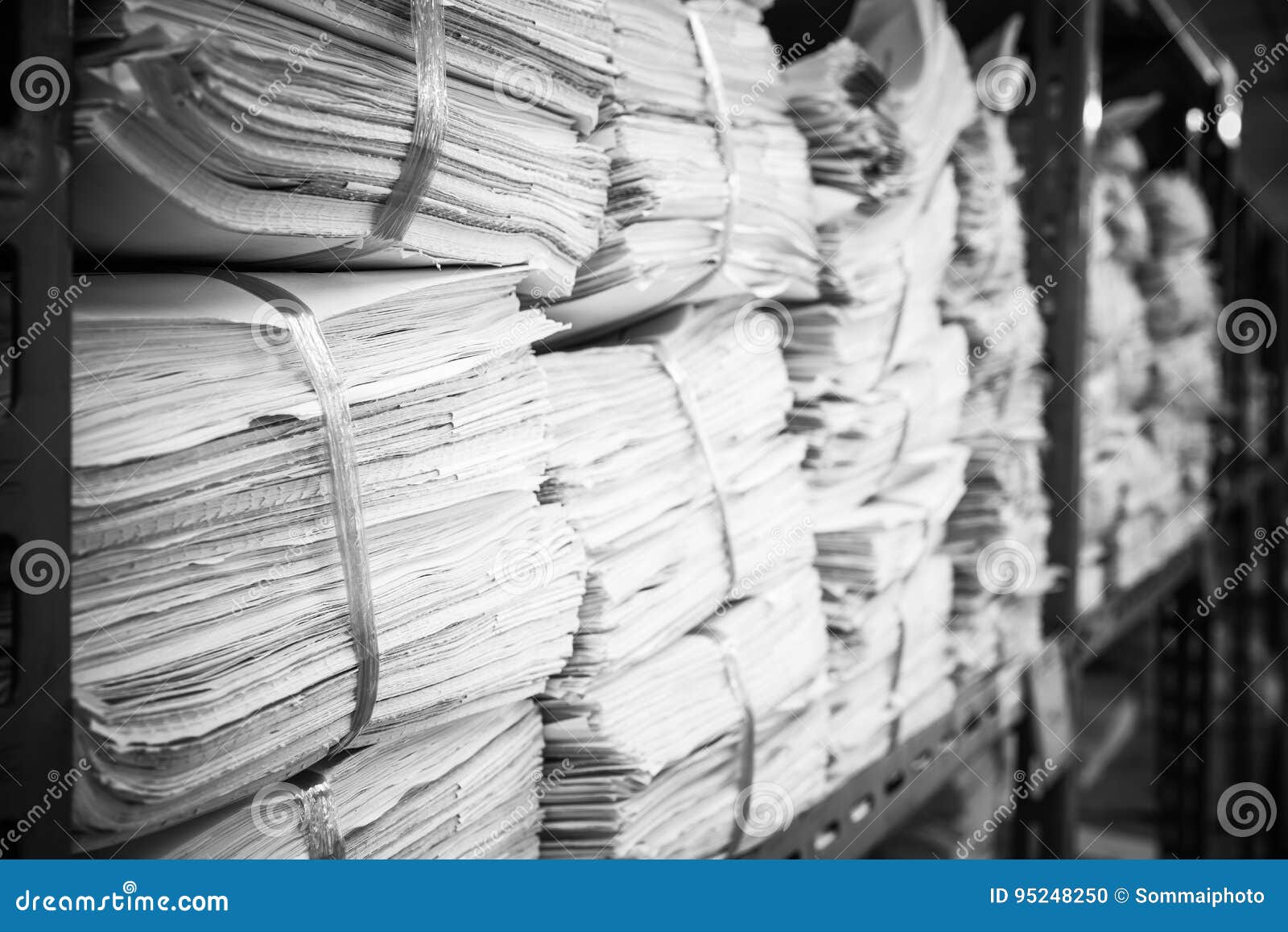 Piles of Paper on the Shelves Stock Photo - Image of paper, shelves ...