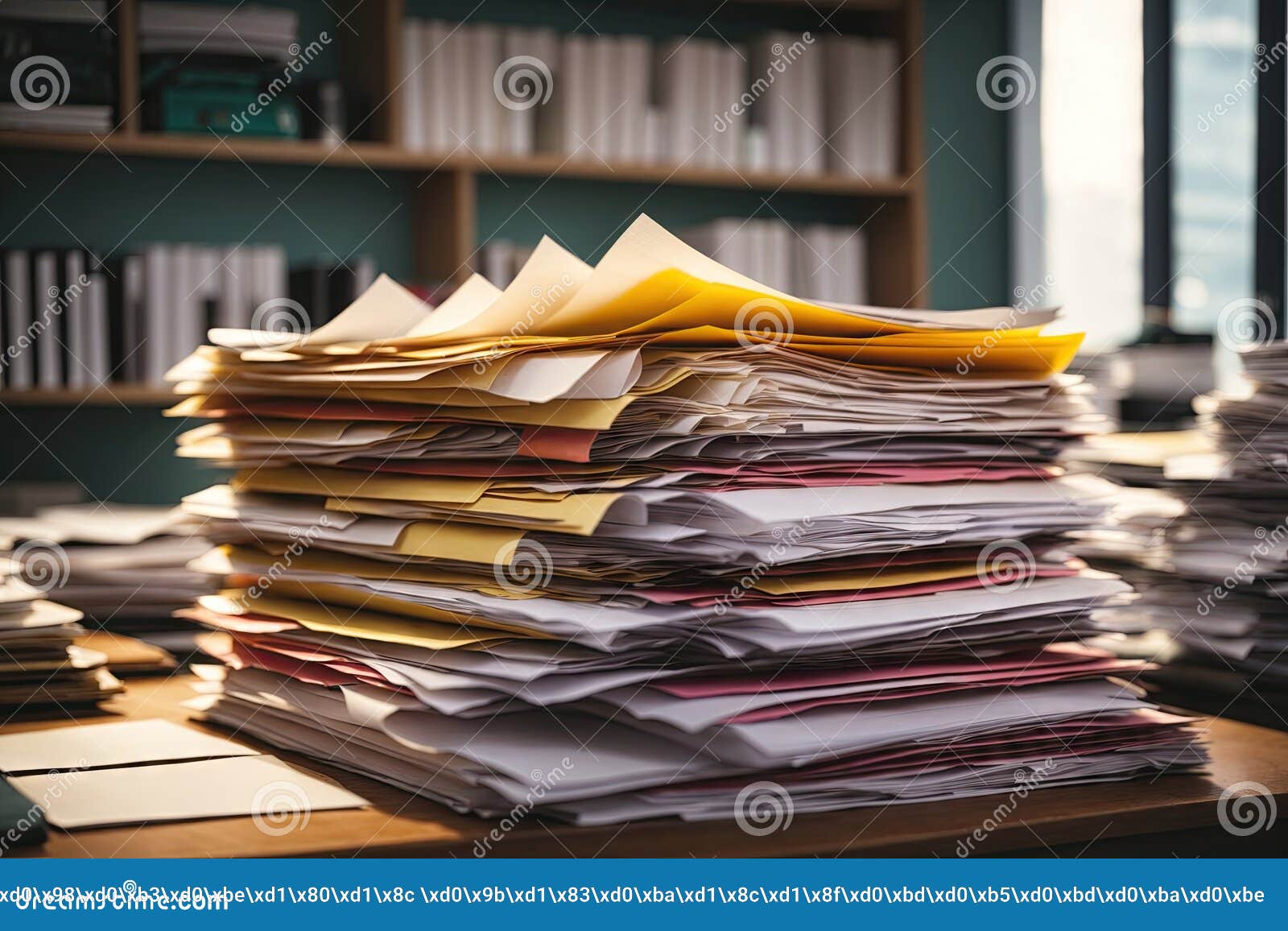 Piles of Paperwork and Folders in Office Room. Ai Generative Stock ...