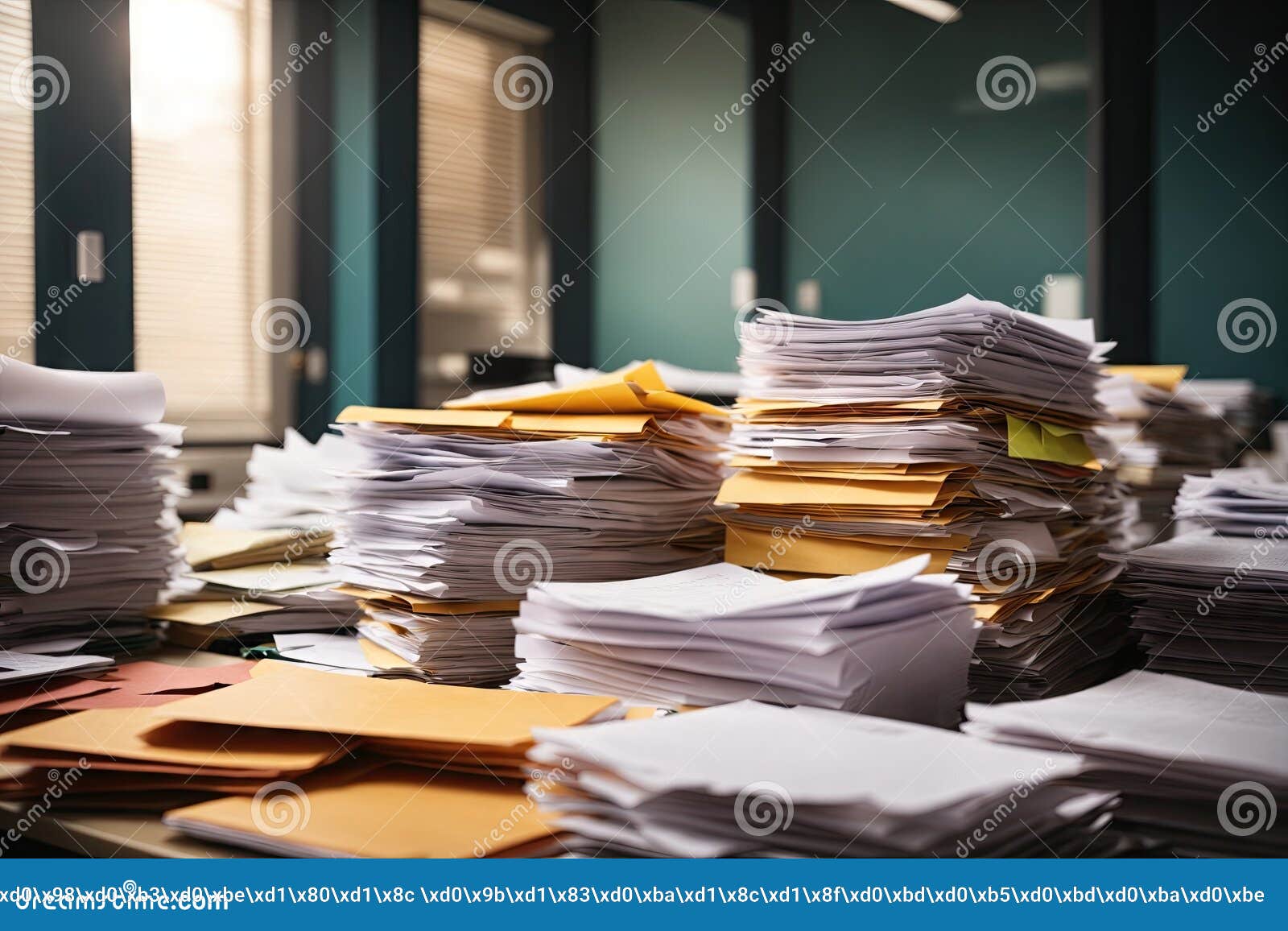 Piles of Paperwork and Folders in Office Room. Ai Generative Stock ...