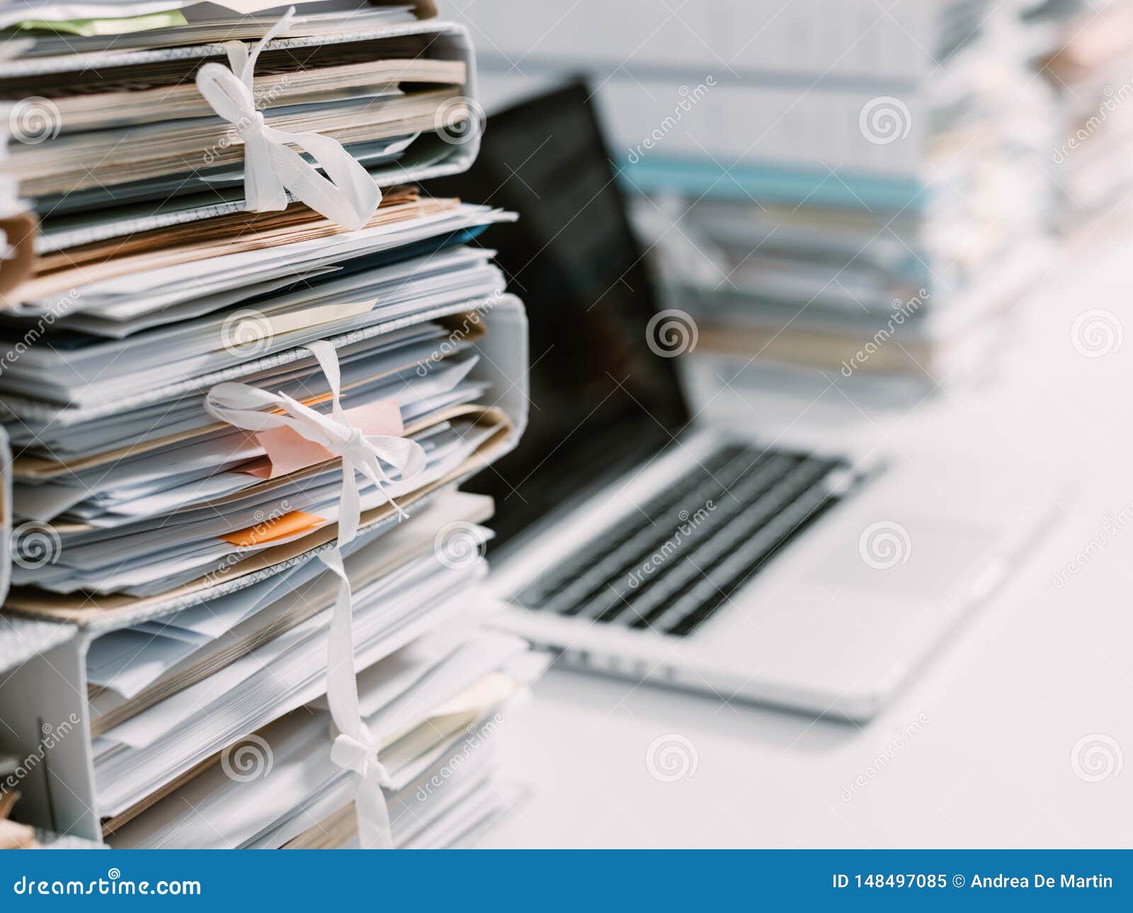 Piles of Paperwork in the Office Stock Image - Image of business ...