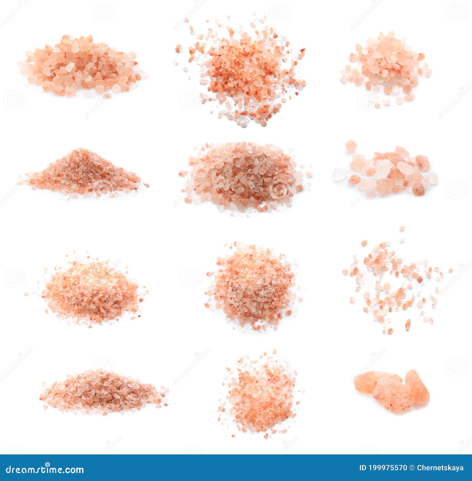 Piles of Pink Himalayan Salt on White Background Stock Photo - Image of ...