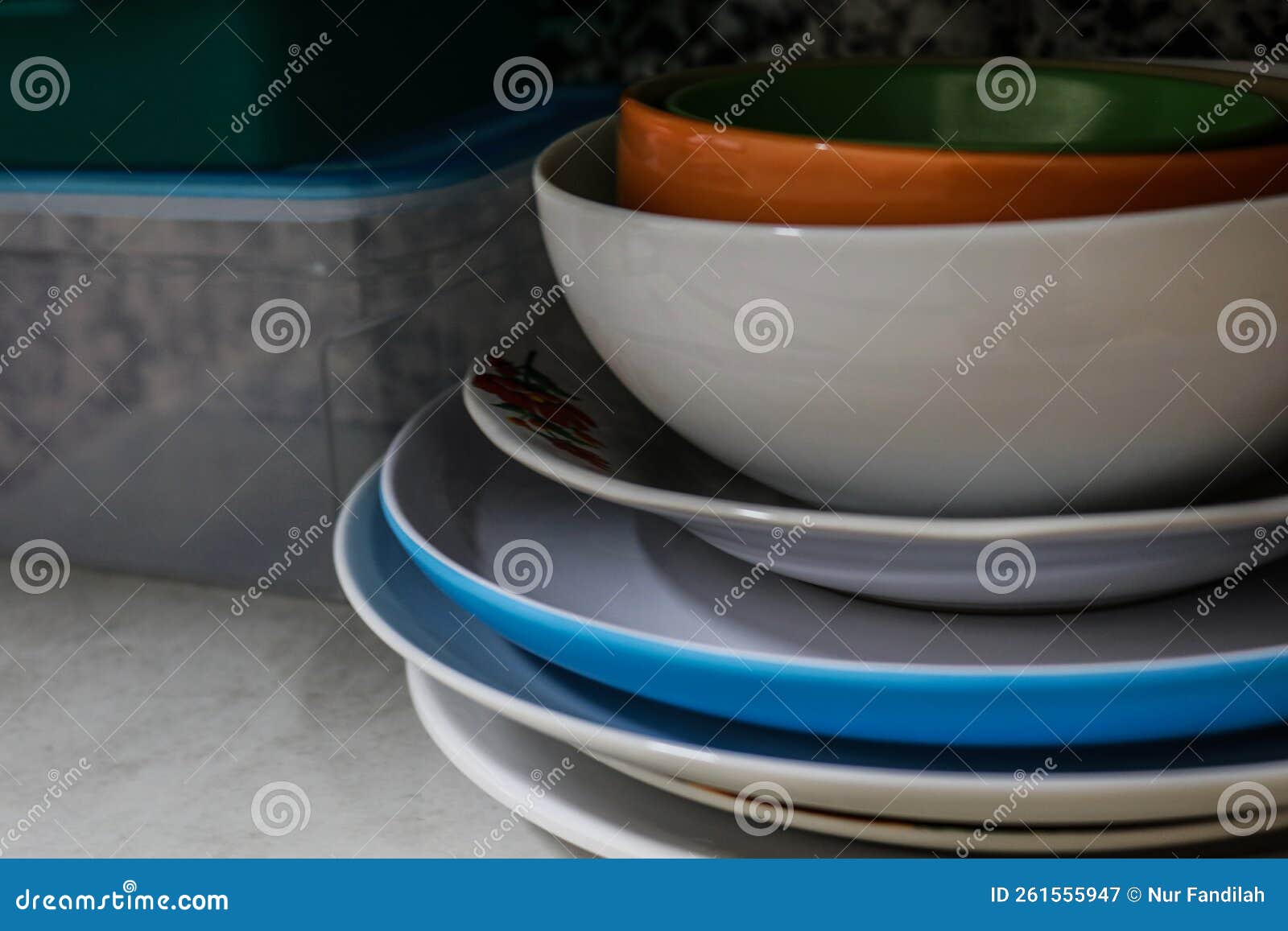 Piles of Plates and Glasses in the Kitchen of an Apartment Stock Image ...