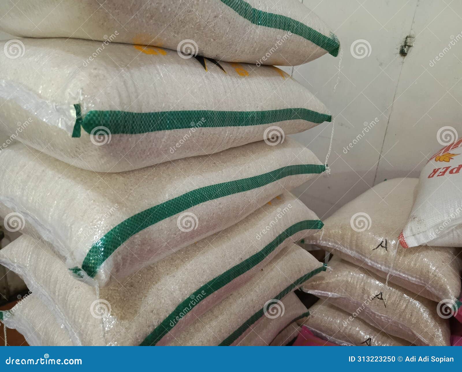 Piles of Rice in Sacks in the Branch Warehouse Stock Photo - Image of ...