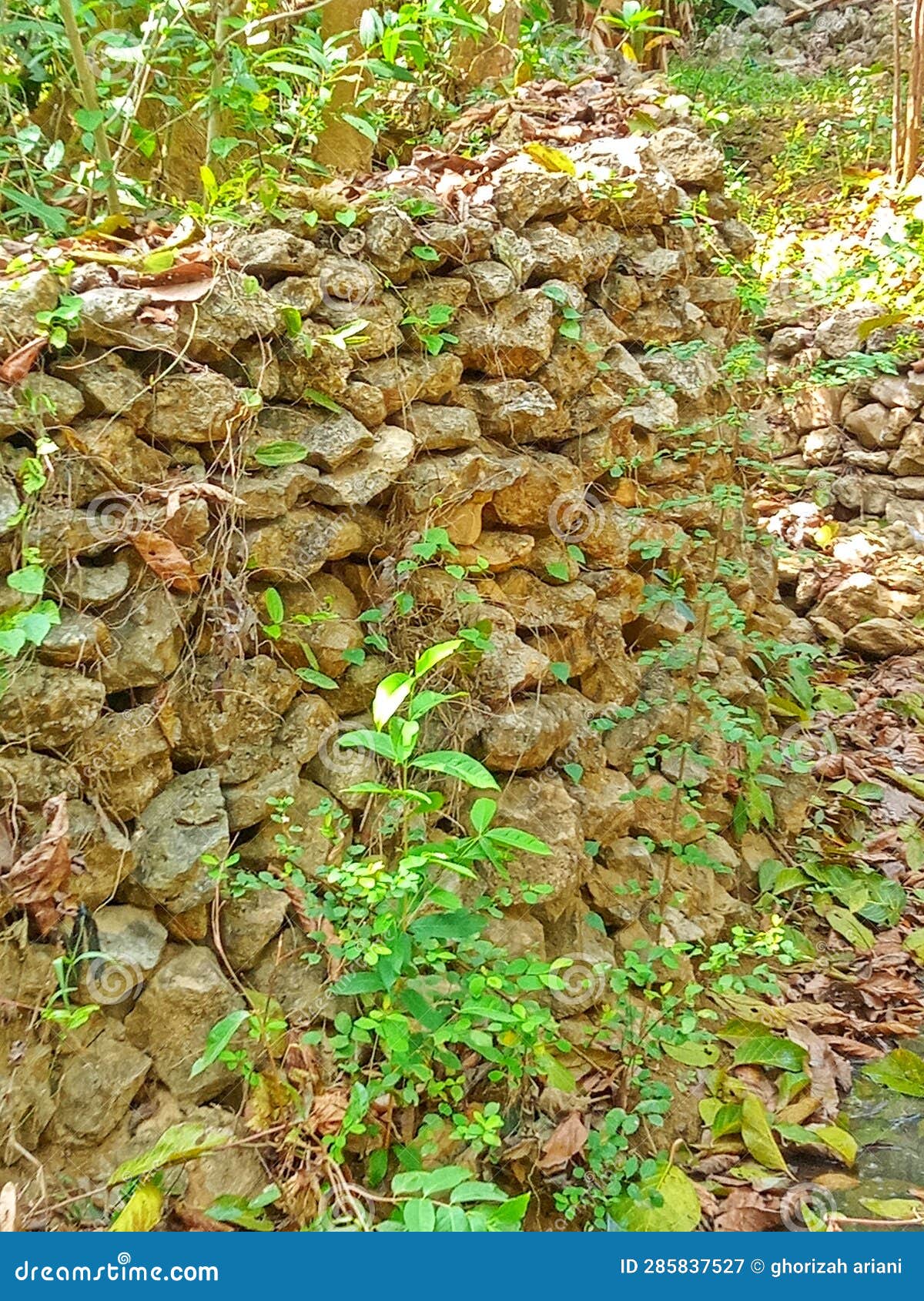 Piles of River Stones are Piled Up and Sideways As Traditional Canal ...