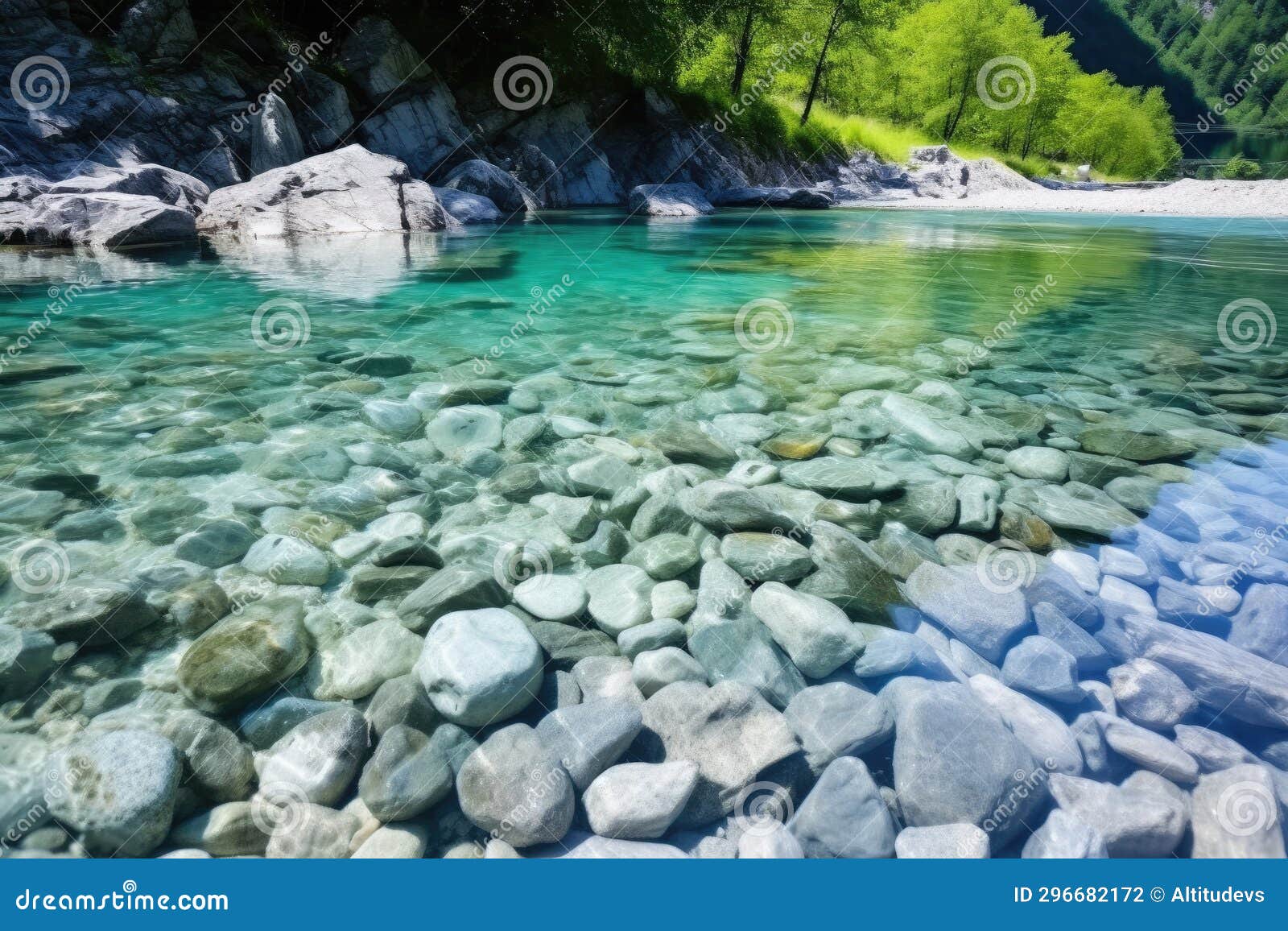 Piles of Rocks Under the Crystal Clear Water of a Riverbed Stock Photo ...