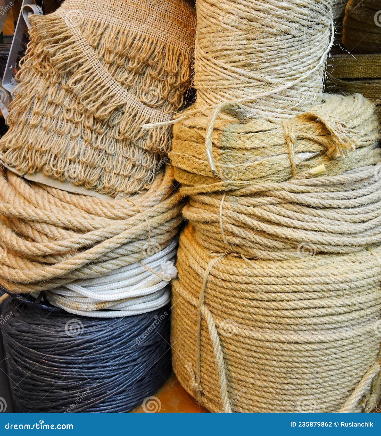 Piles of rope stock photo. Image of material, jute, lasso - 235879862
