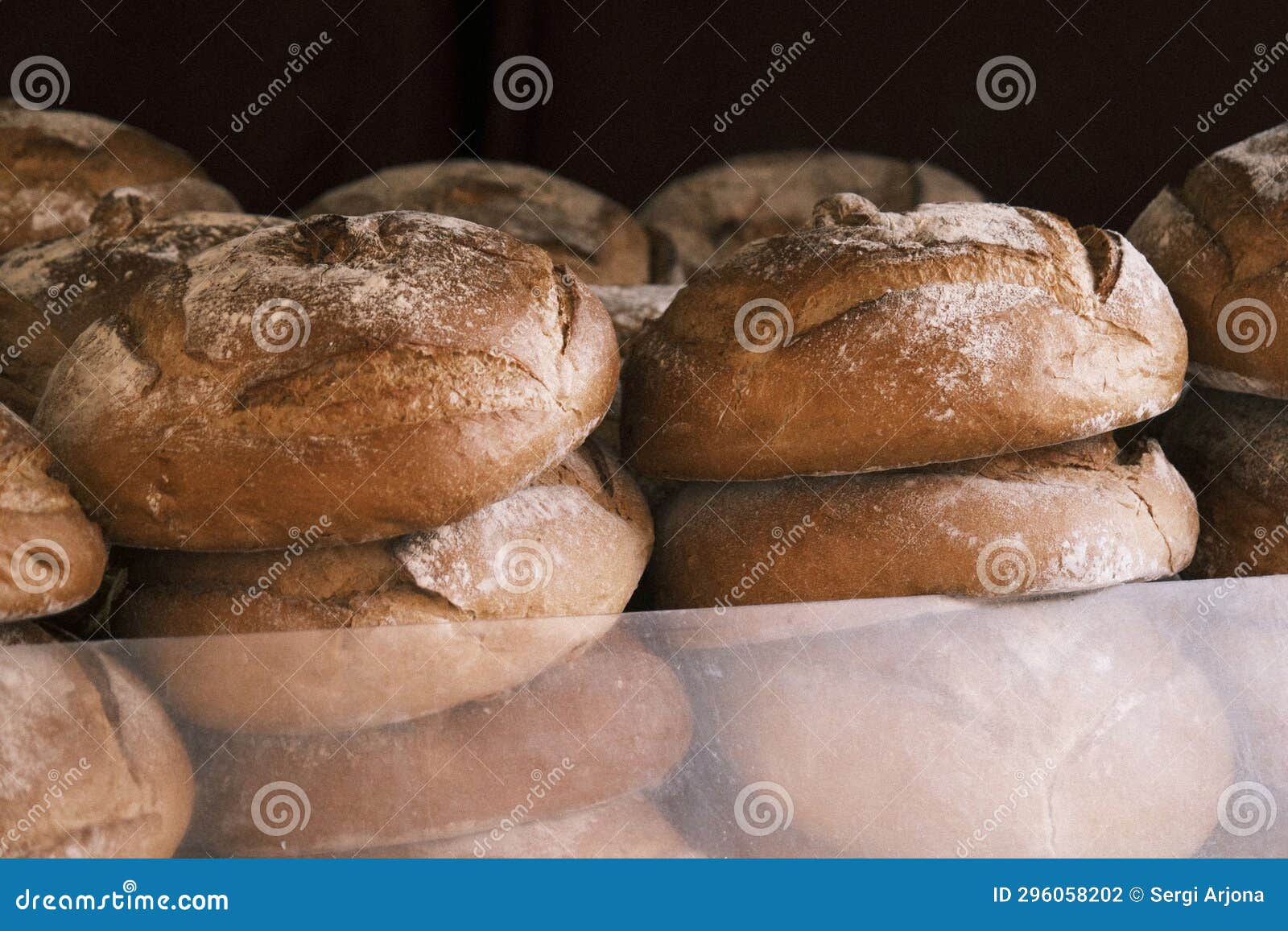 Piles of Round Breads Made in a Traditional Way Stock Photo - Image of ...