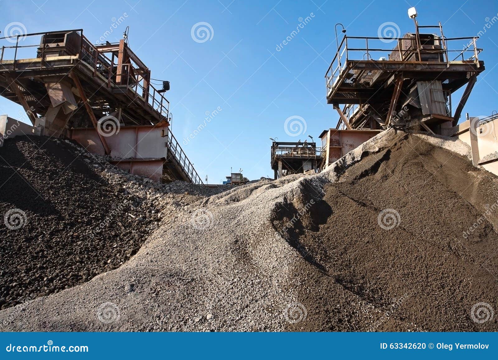 Piles of Rubble and Industrial Towers Stock Photo - Image of earth ...
