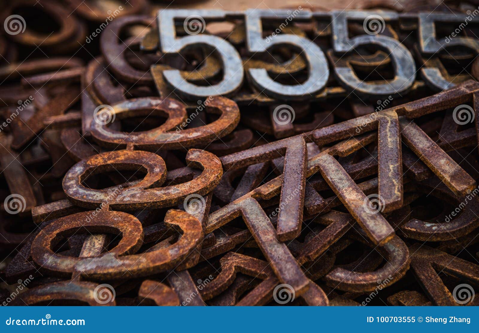 Piles of Rusty Metal Numbers and Letters Stock Image - Image of metal ...