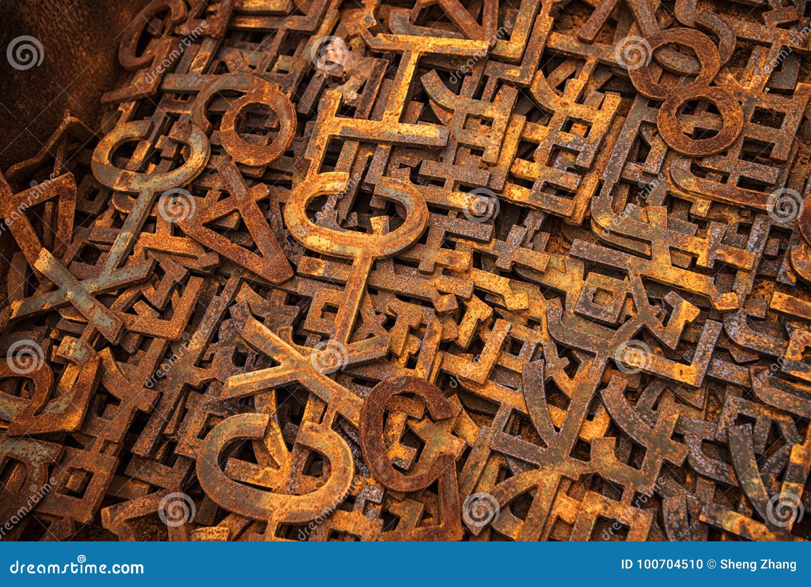 Piles of Rusty Metal Numbers and Letters Stock Photo - Image of stack ...