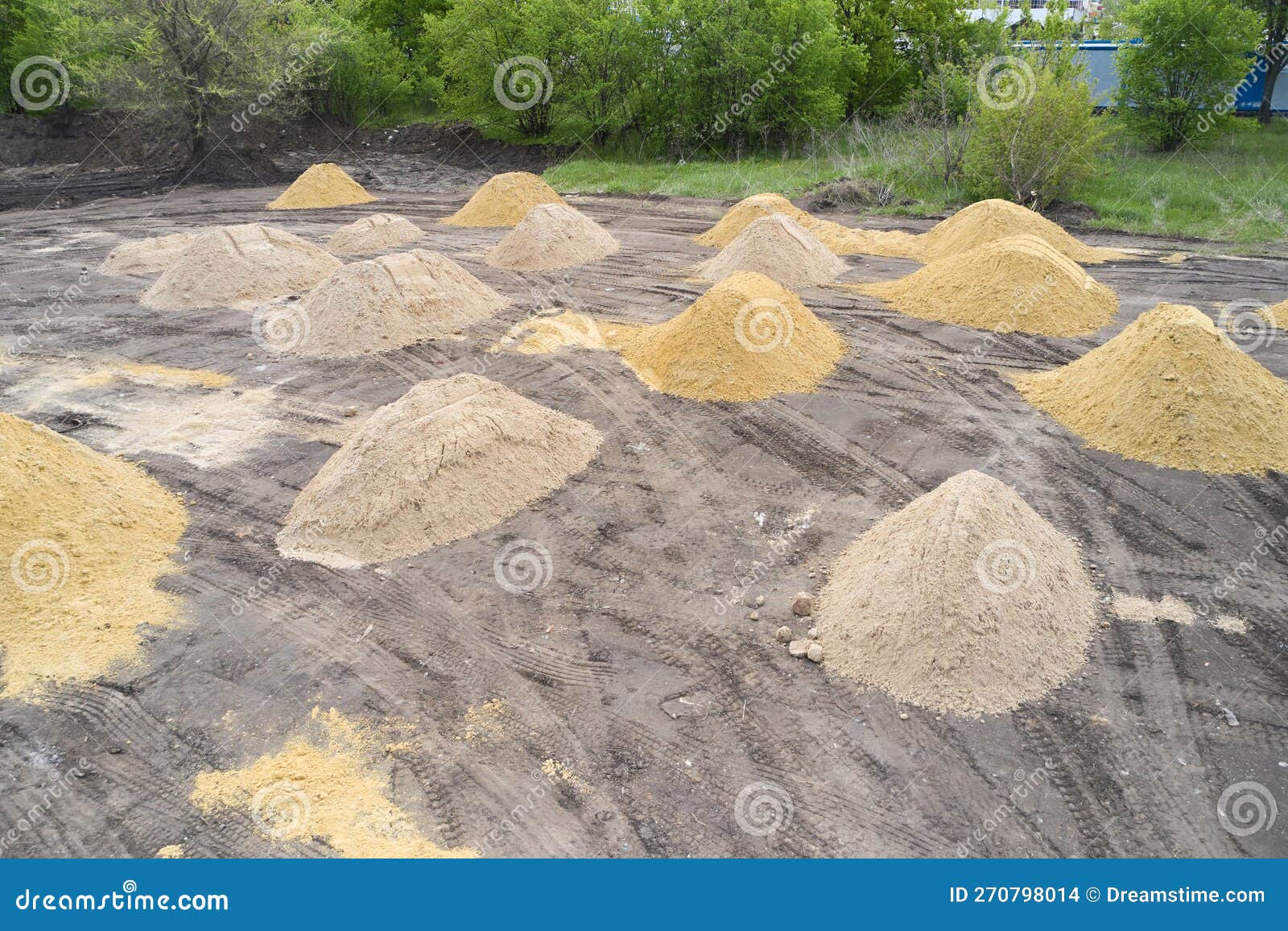 Piles of Sand at a Construction Site, Aerial View Stock Photo - Image ...