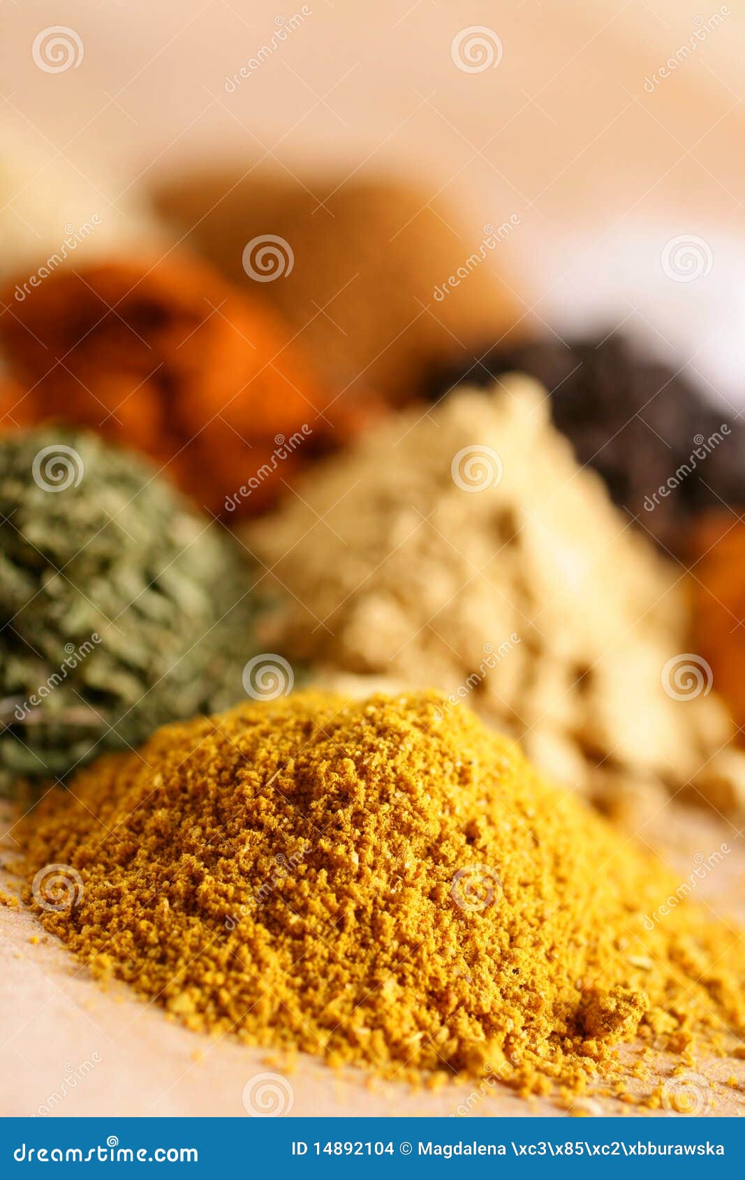 Piles of spices stock photo. Image of flavouring, culinary - 14892104