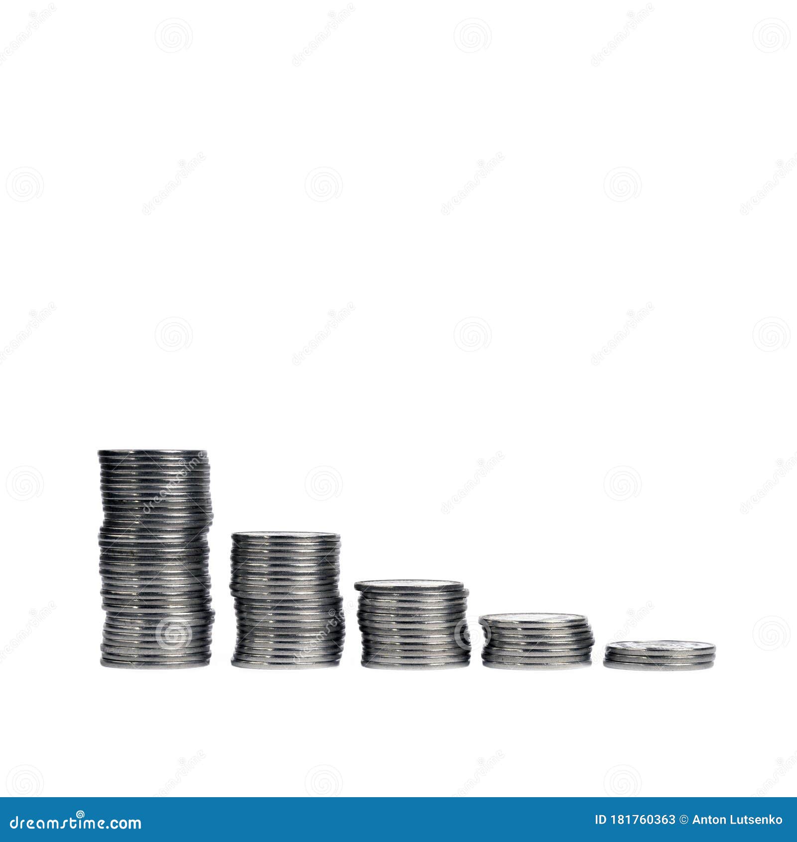 Piles of Steel Coins on a White Background Stock Image - Image of piles ...