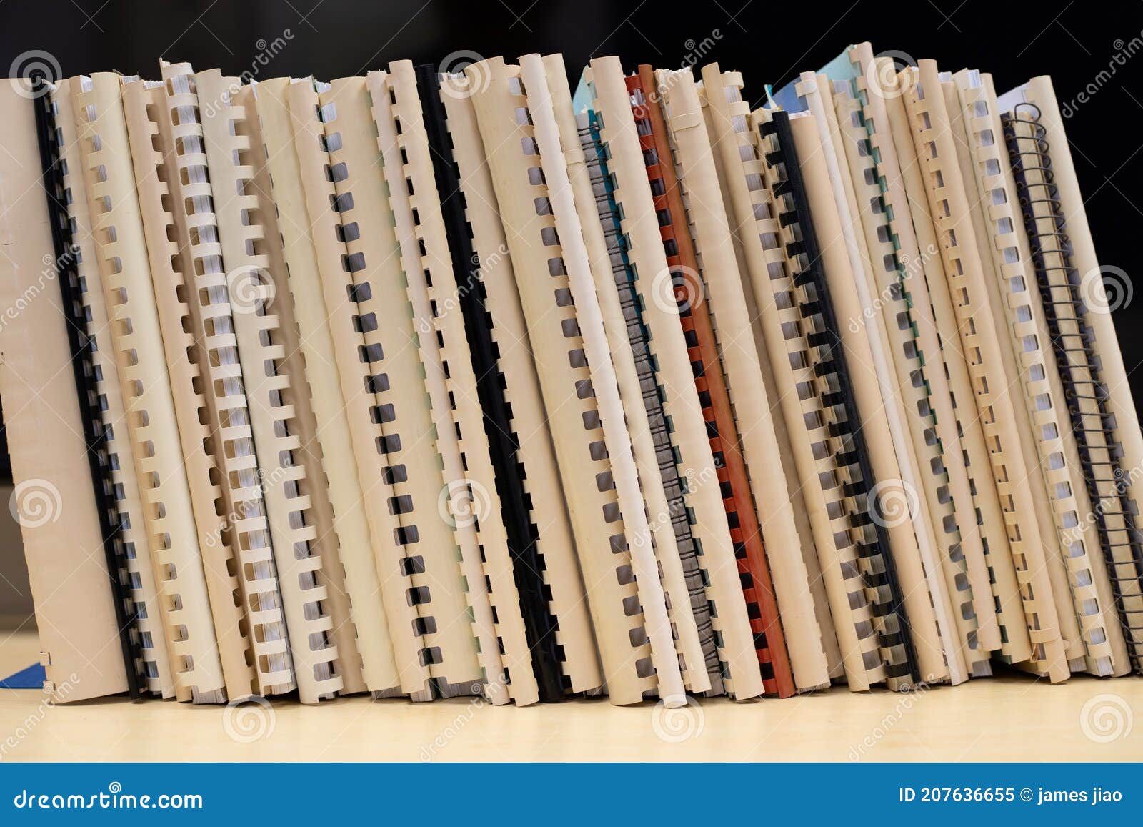 Piles of Temporary Binding Documents or Report with Plastic Ring Binder ...