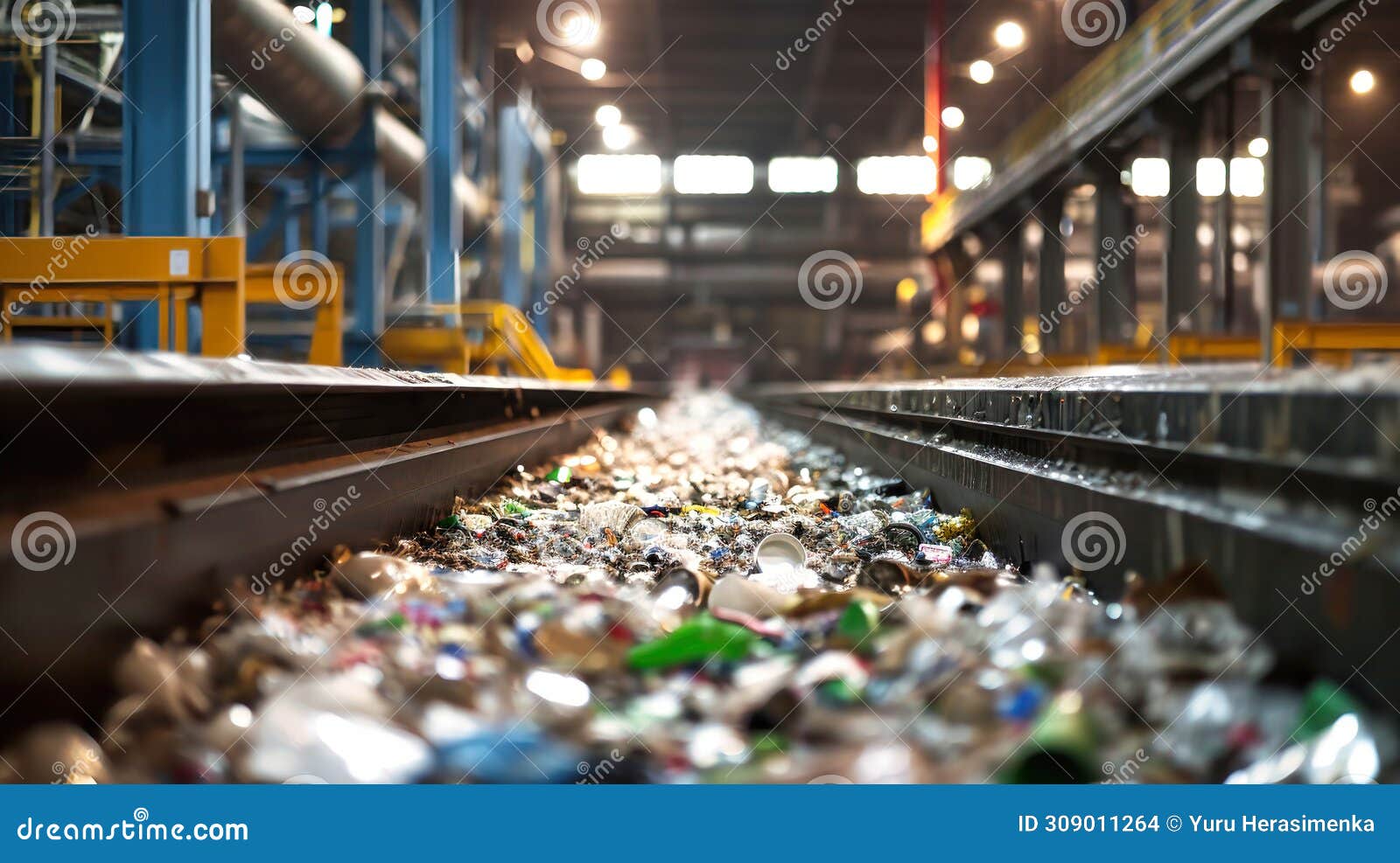 Piles of Trash Inside a Waste Processing Building Stock Illustration ...