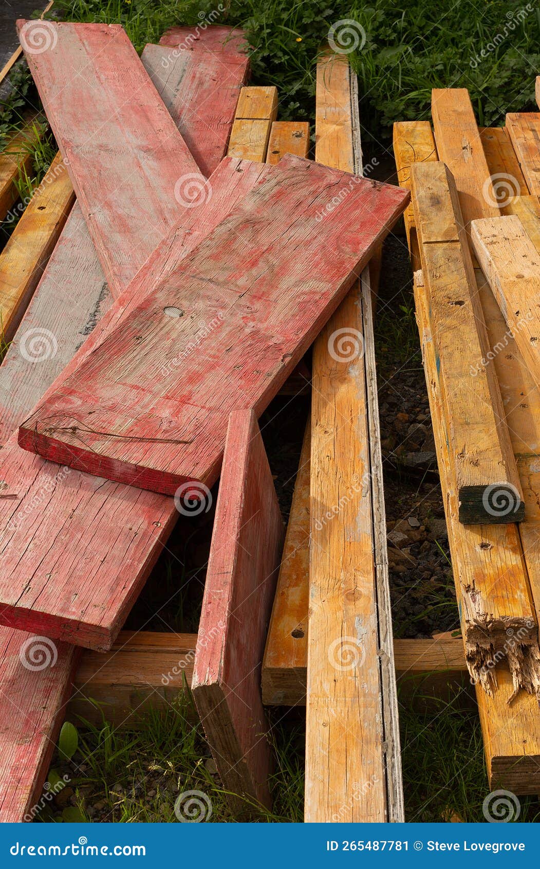 Piles of Treated Timber Used To Create Moulds and Frames for Pouring ...