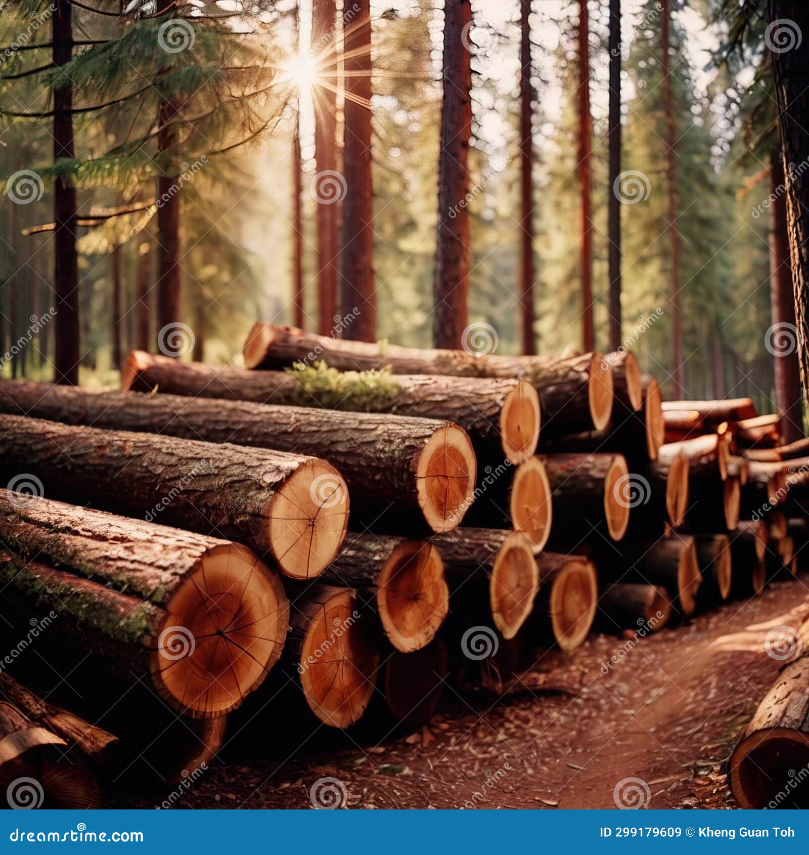 Piles of Wood Log in Forest after Timber Cutting Stock Illustration ...