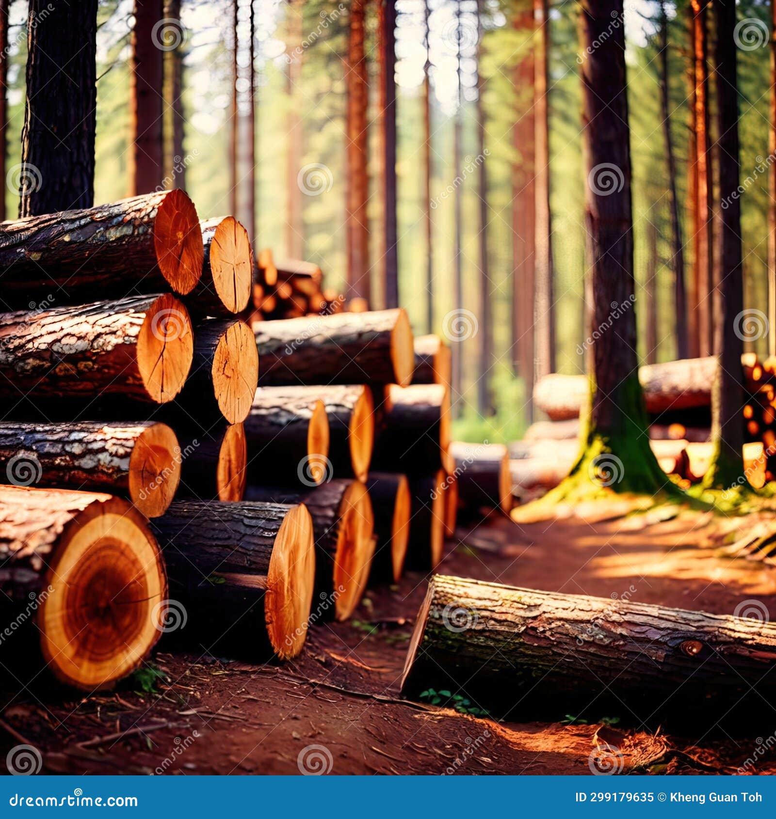 Piles of Wood Log in Forest after Timber Cutting Stock Illustration ...