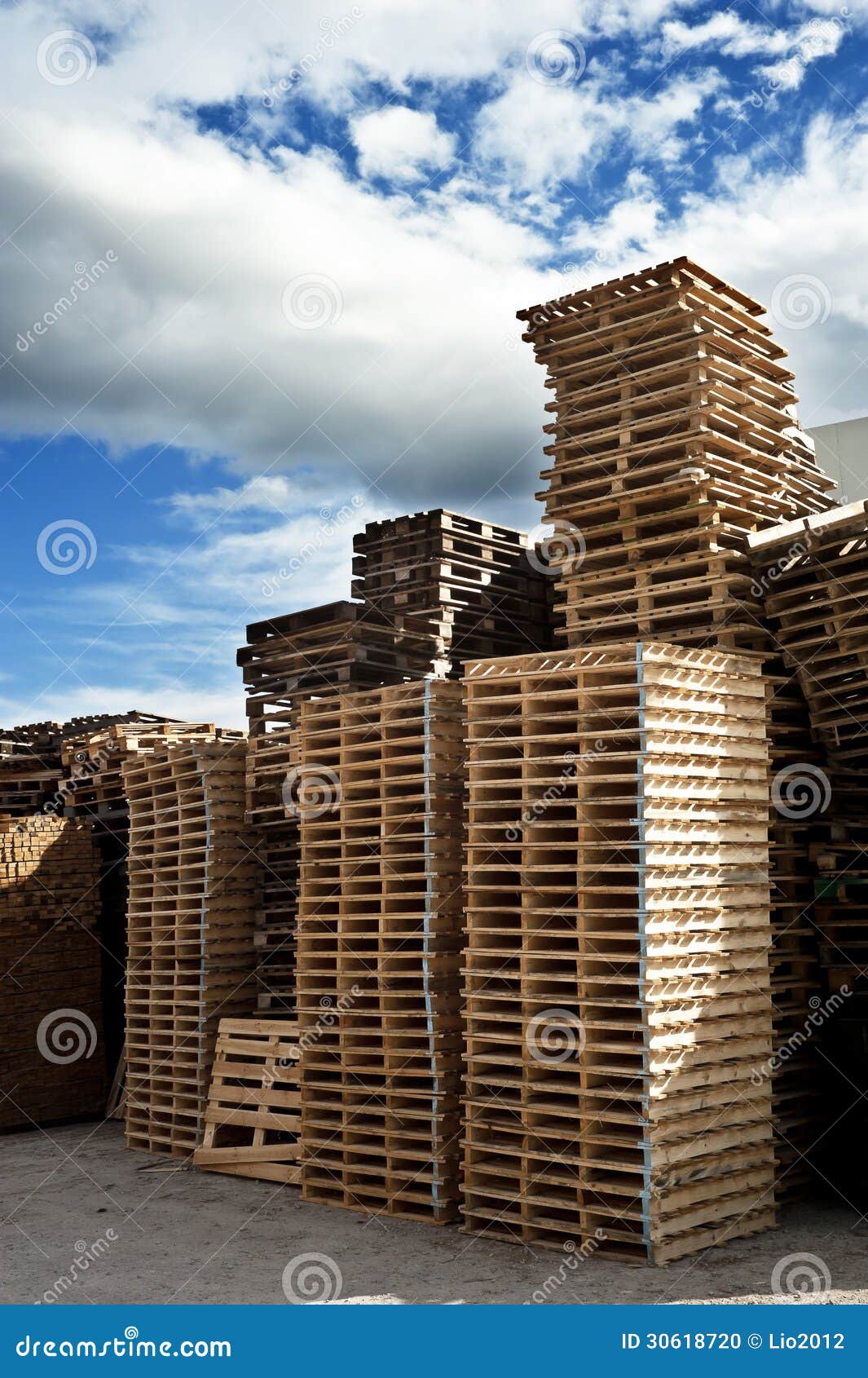 Piles of wooden pallets stock photo. Image of lift, industrial - 30618720