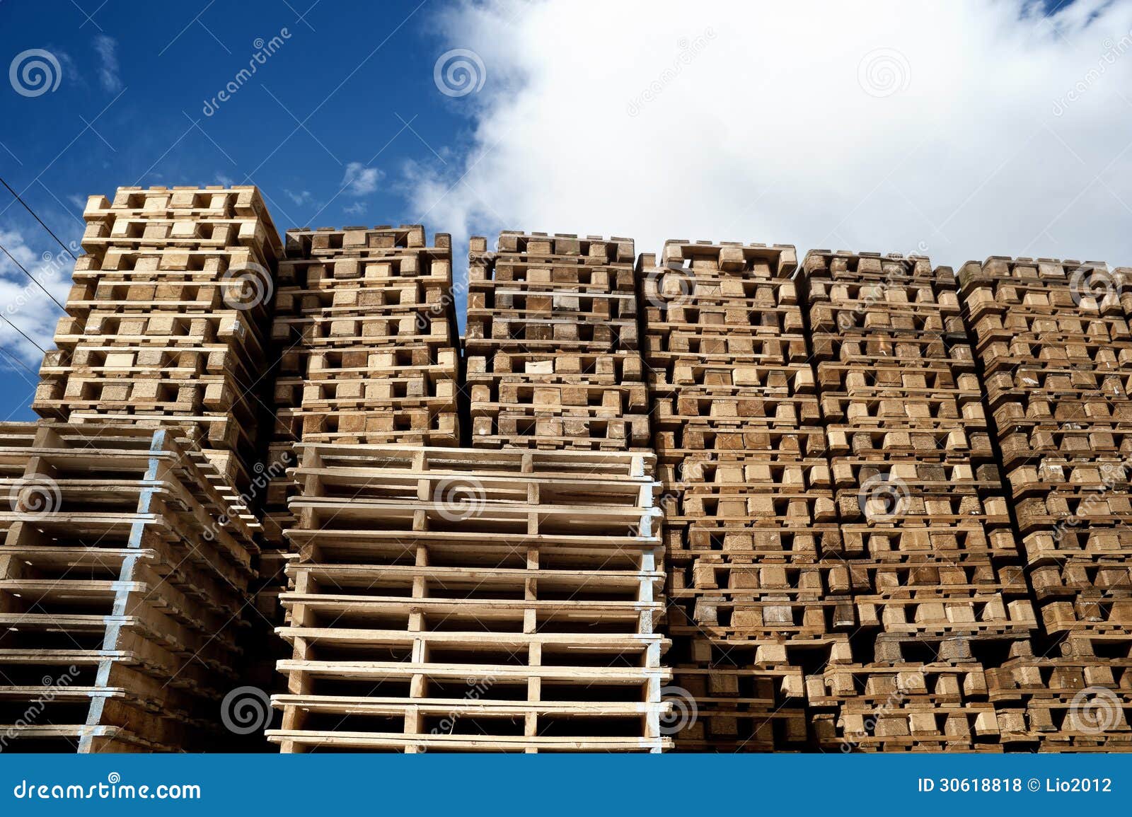 Piles of wooden pallets stock photo. Image of load, pallet - 30618818