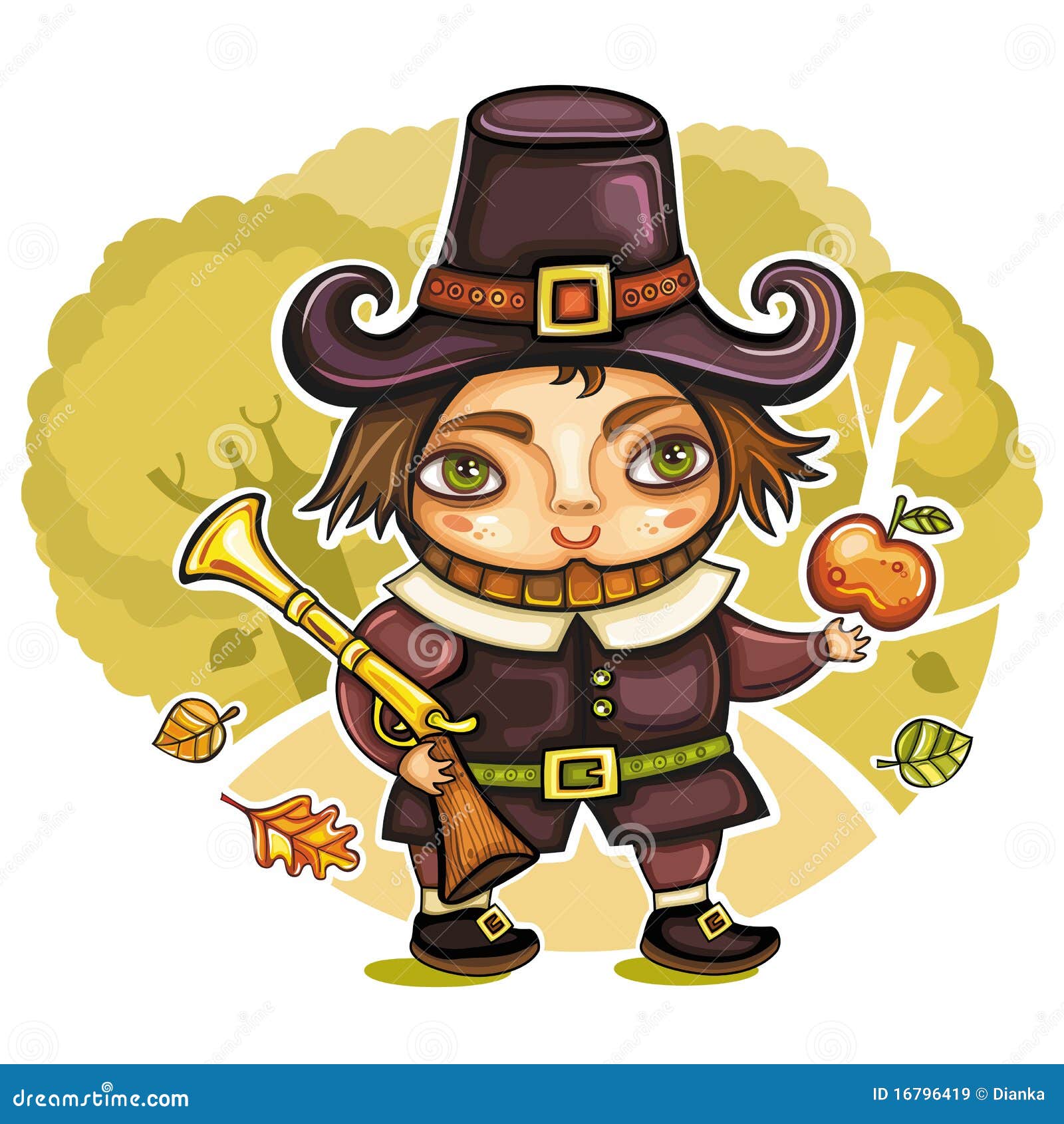 Pilgrim boy stock vector. Illustration of cartoon, corn - 16796419