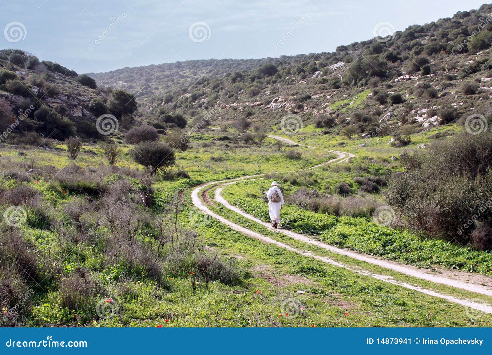 Pilgrim goes on road stock image. Image of road, place - 14873941