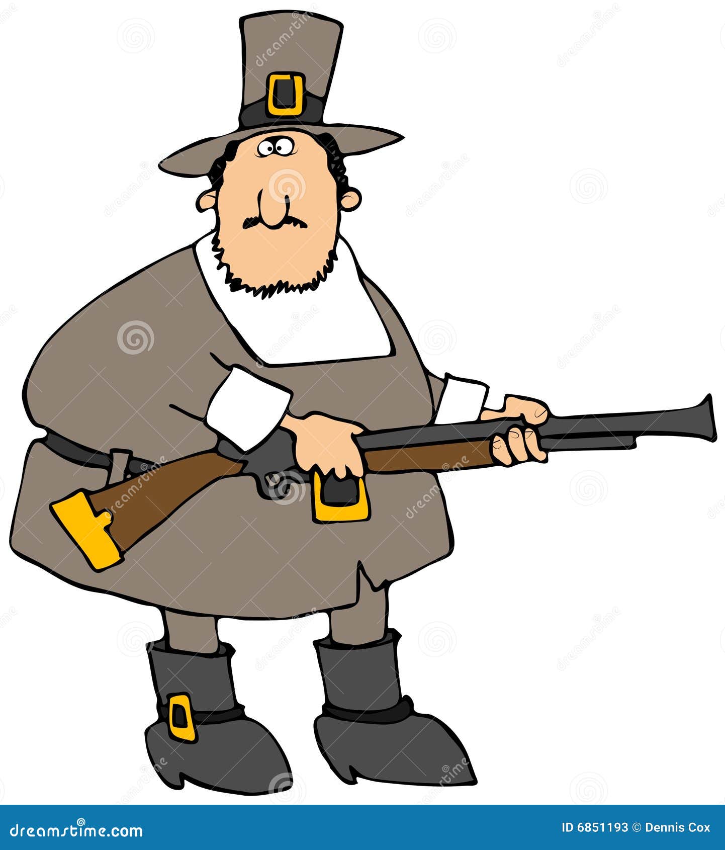 Pilgrim with a Gun stock illustration. Illustration of rifle - 6851193