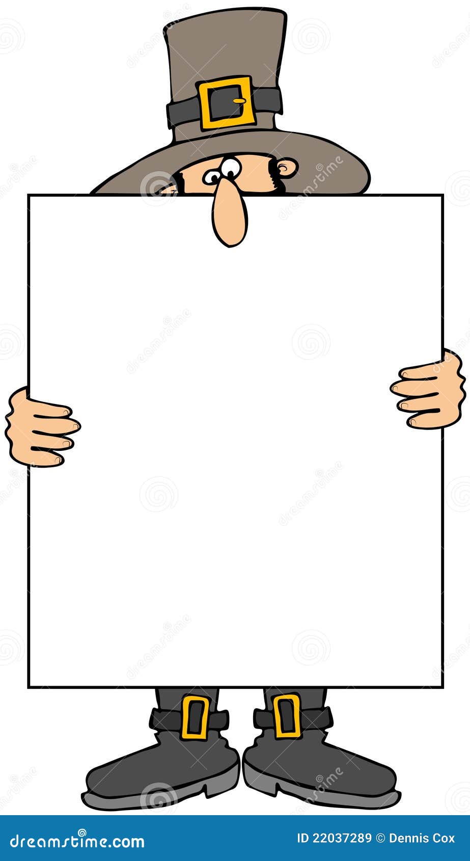 Pilgrim Holding a Blank Sign Stock Illustration - Illustration of ...