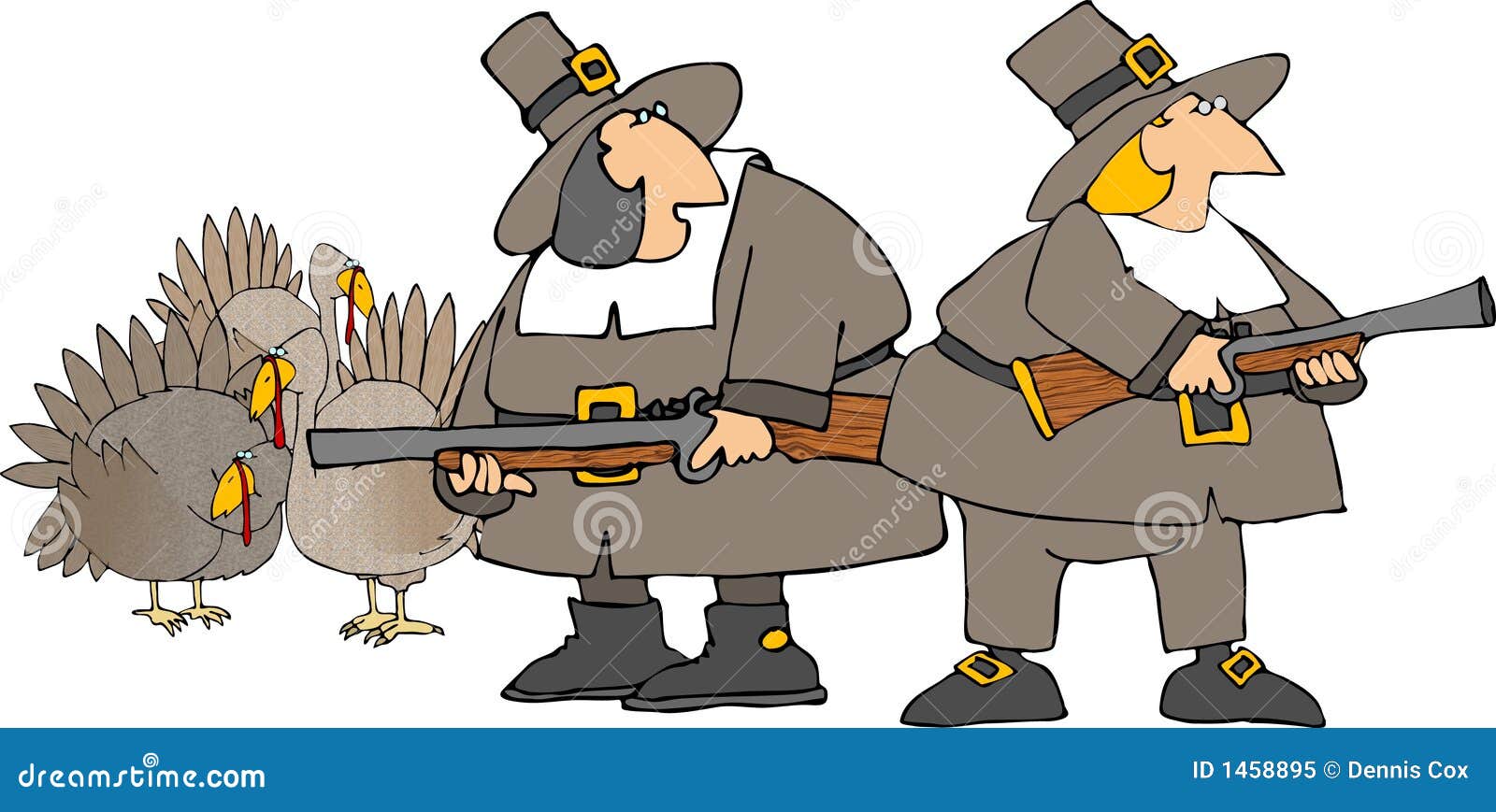 Pilgrim hunters stock illustration. Illustration of bird - 1458895