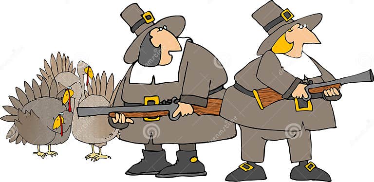 Pilgrim hunters stock illustration. Illustration of bird - 1458895