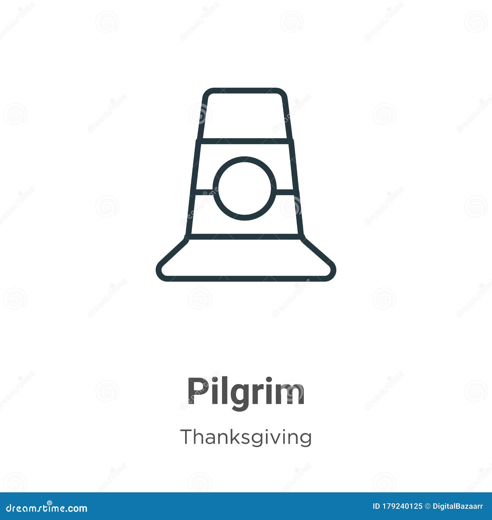 Pilgrim Outline Vector Icon. Thin Line Black Pilgrim Icon, Flat Vector ...