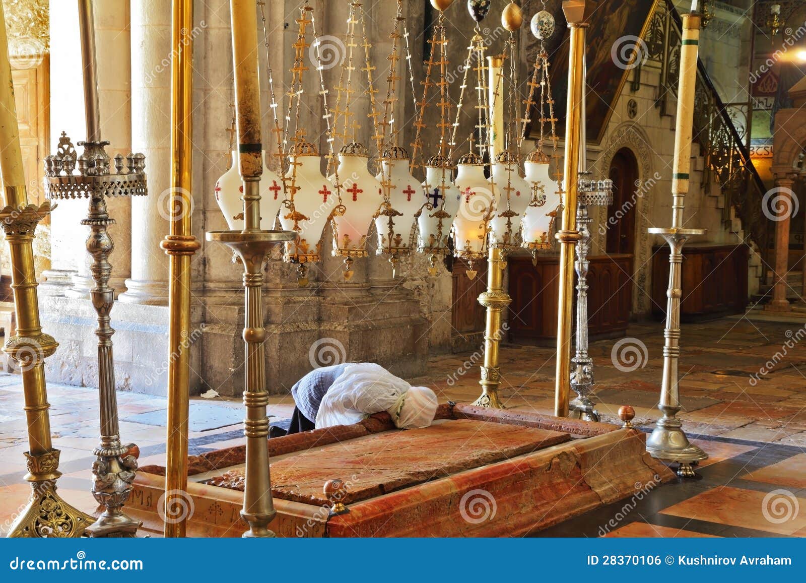 Pilgrim Prays Over the Stone of Unction Editorial Photo - Image of ...
