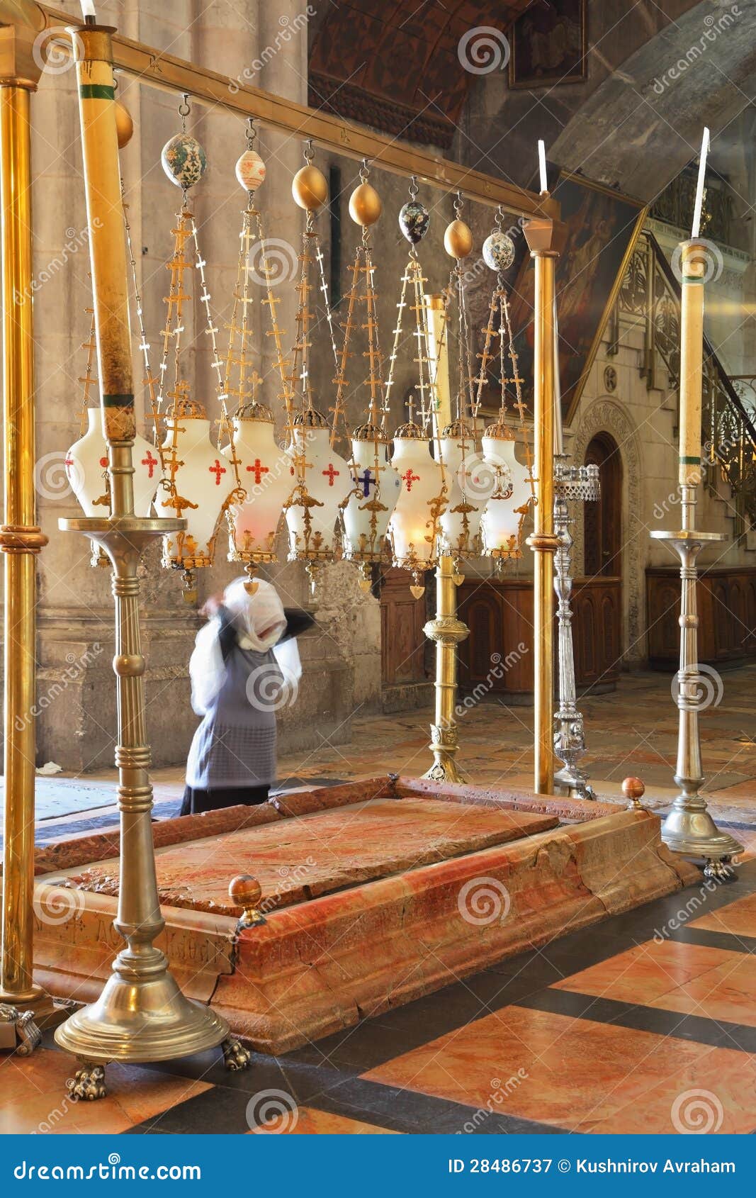 The Pilgrim Prays On The Steps Of The Church Of The Holy Sepulchre In ...