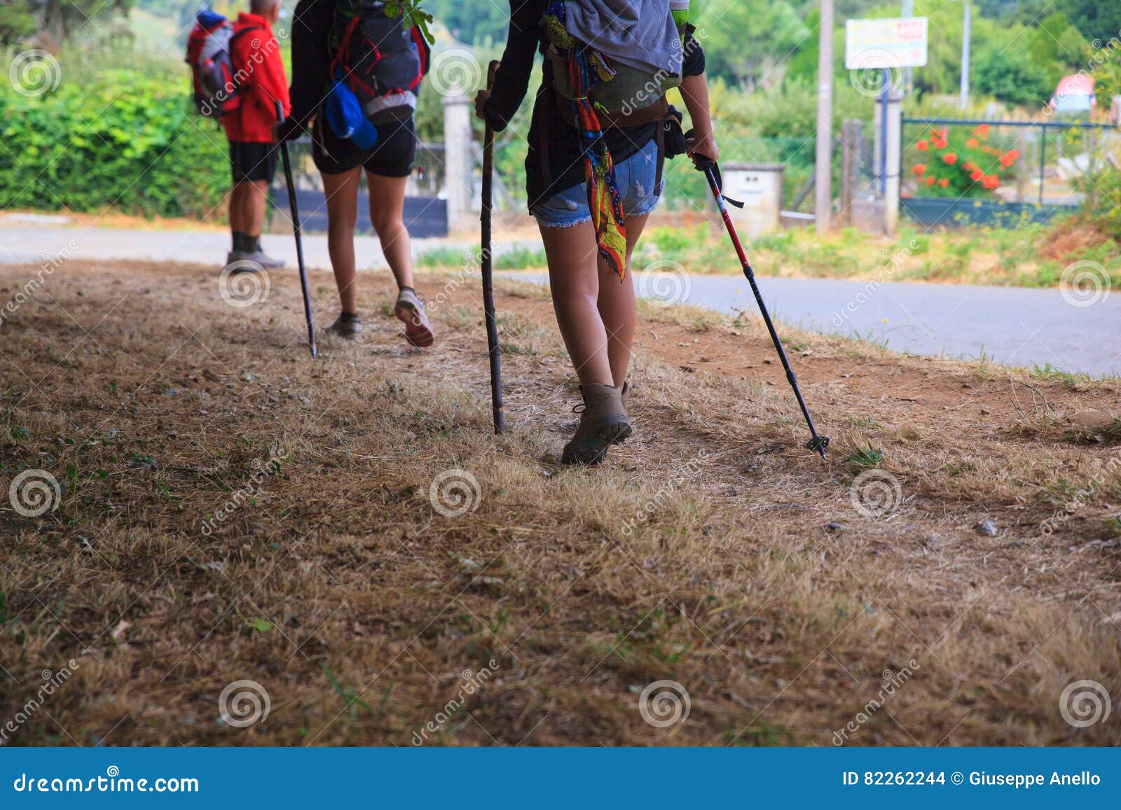 Pilgrimns Along the Way of St. James Stock Photo - Image of path ...