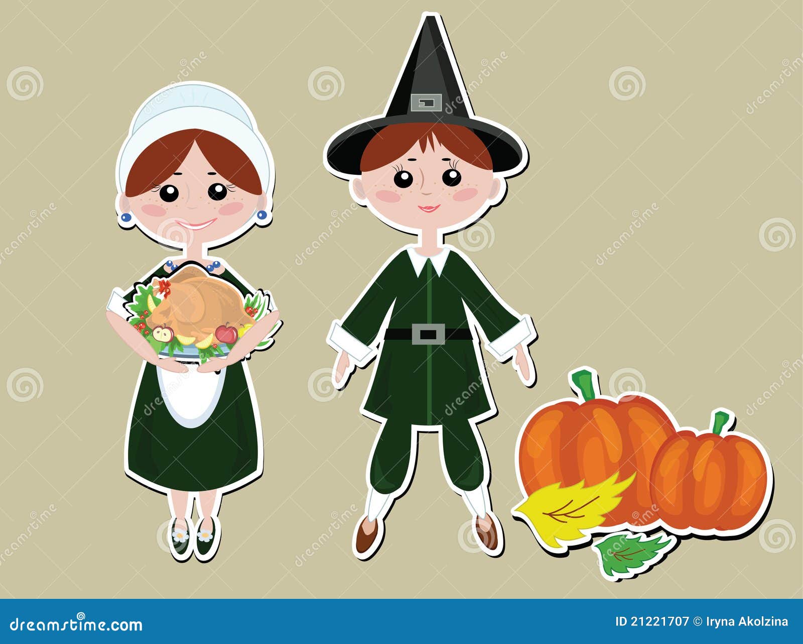 Pilgrims couple stock vector. Illustration of characters - 21221707