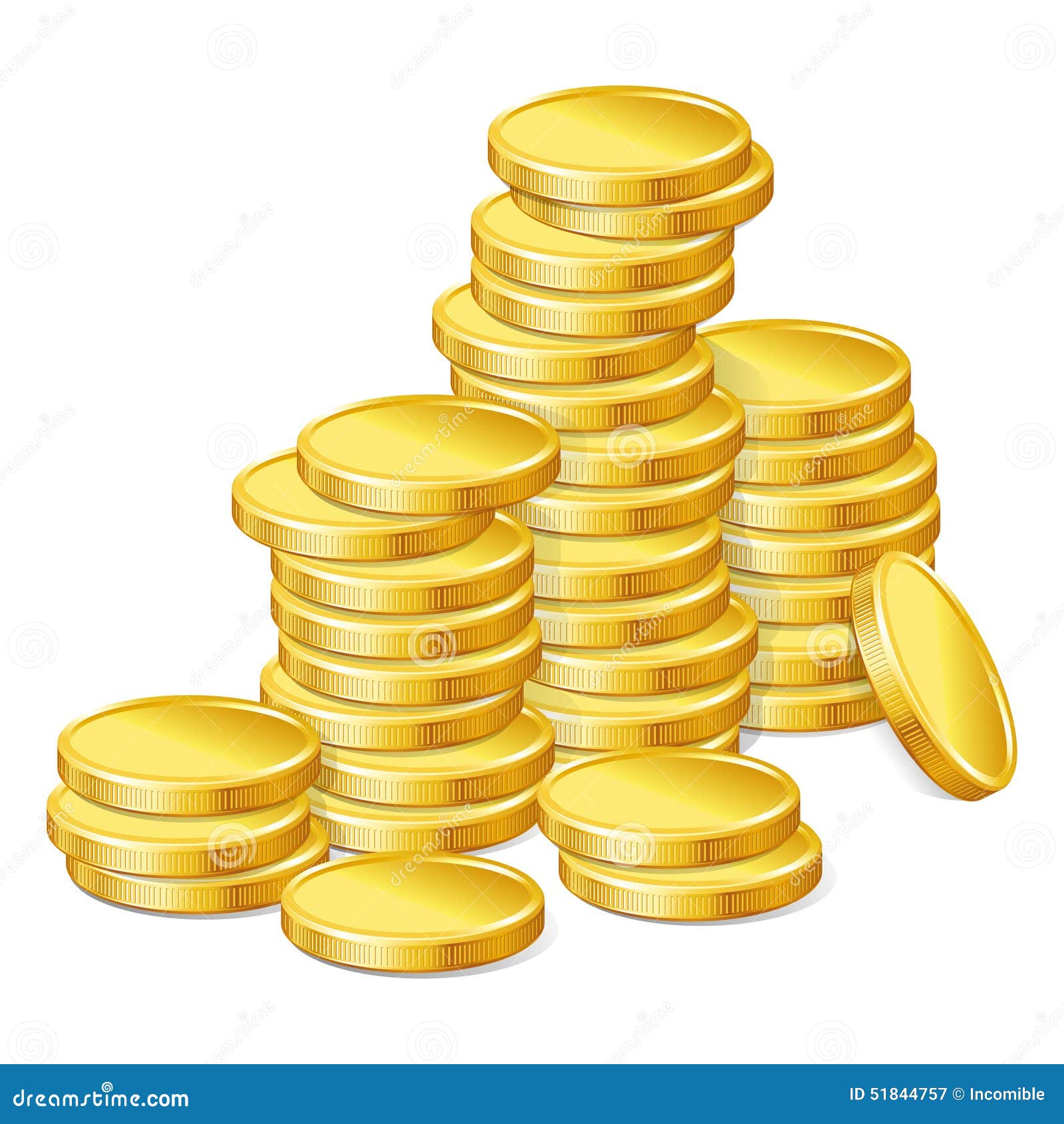 Pilhas De Moedas De Ouro No Fundo Branco Ilustração Do Vetor