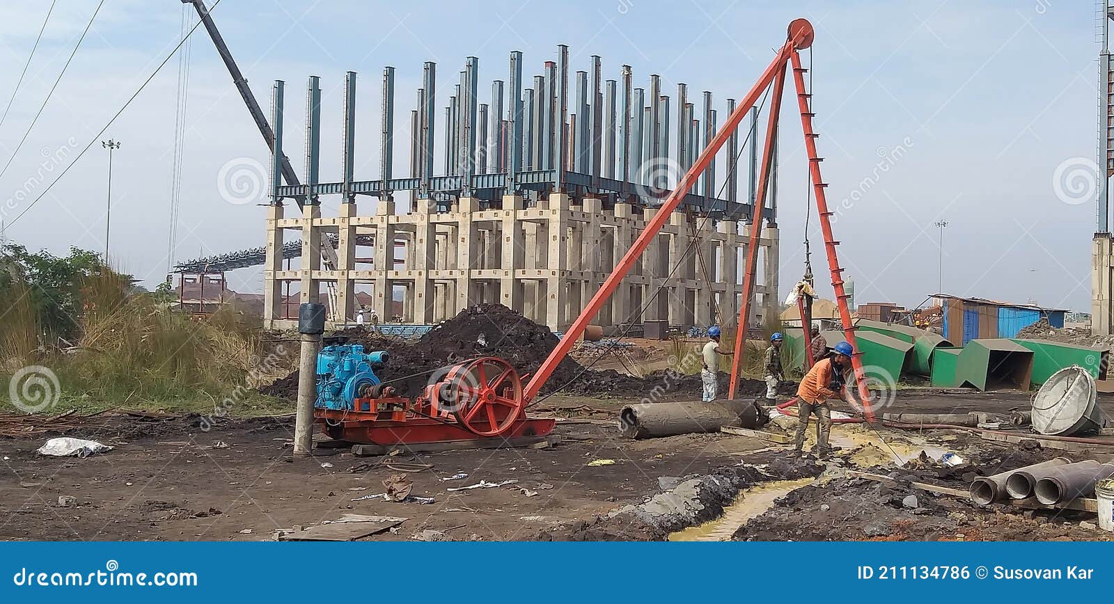 Piling Activity is Going in a Construction Site. Editorial Photo ...