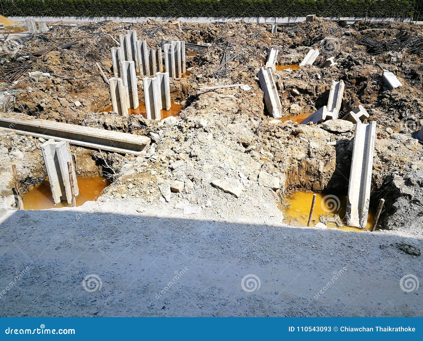 Piling at the Construction Site. Stock Image - Image of machine ...