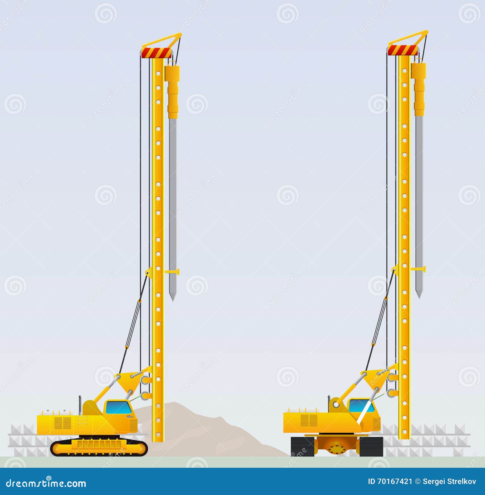 Piling Machine before Clogging Piles Stock Vector - Illustration of ...