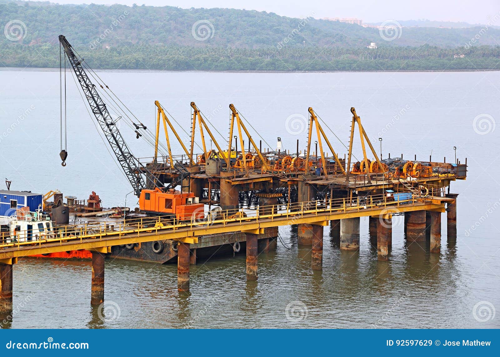 Piling work for Bridge stock image. Image of progress - 92597629