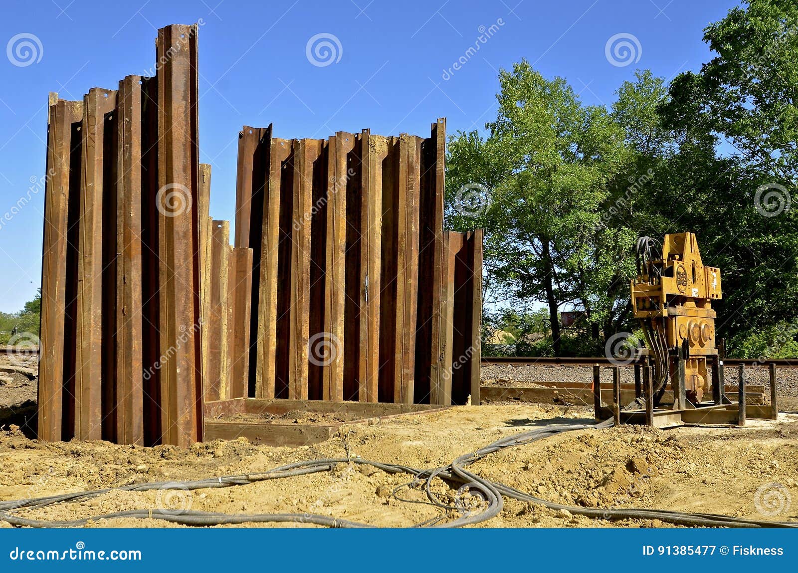 Pilings Driven into the Ground Stock Image - Image of blue, driver ...