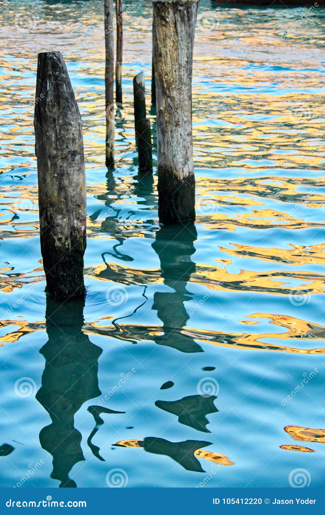 Pilings in Water stock photo. Image of float, sparkle - 105412220