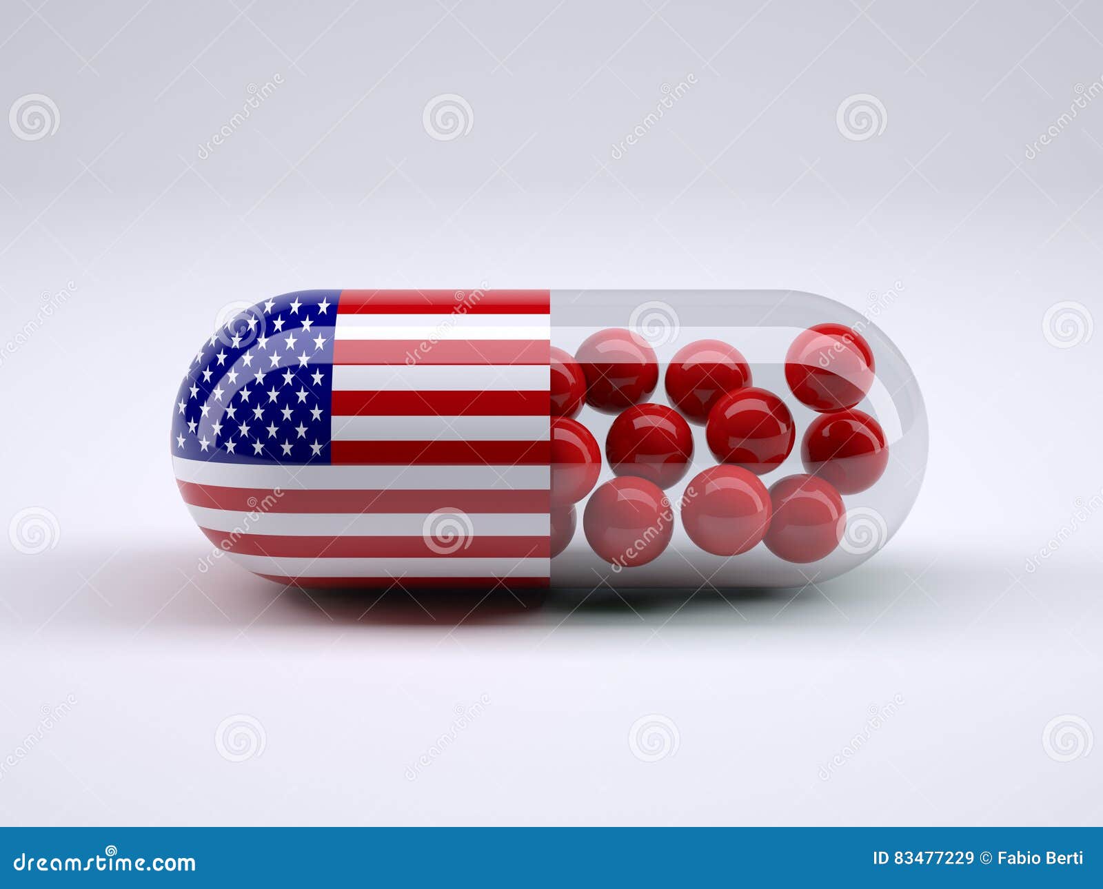 Pill with American Flag Wrapped Around it and Red Ball Inside Stock ...