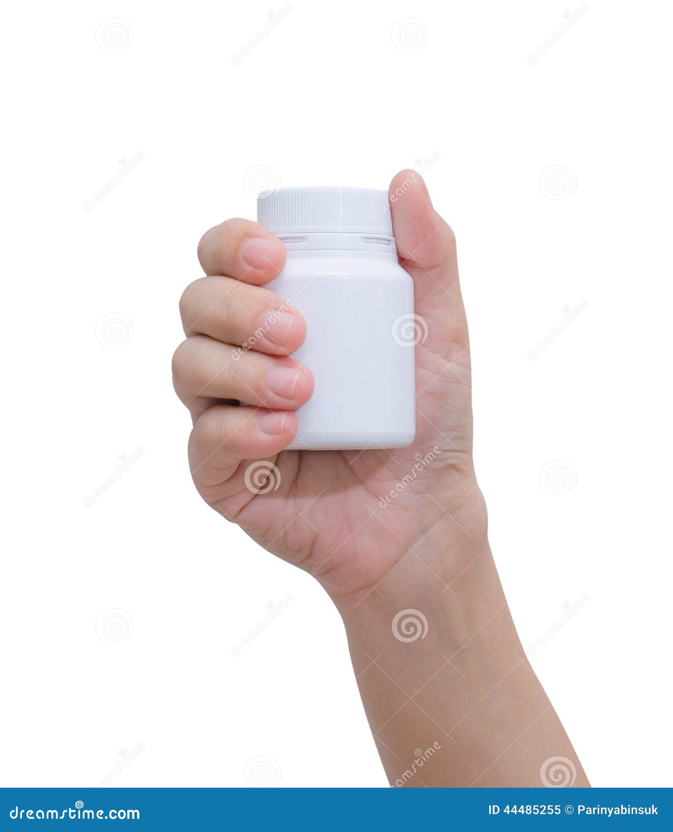 Pill bottle on hand stock image. Image of female, doctor - 44485255