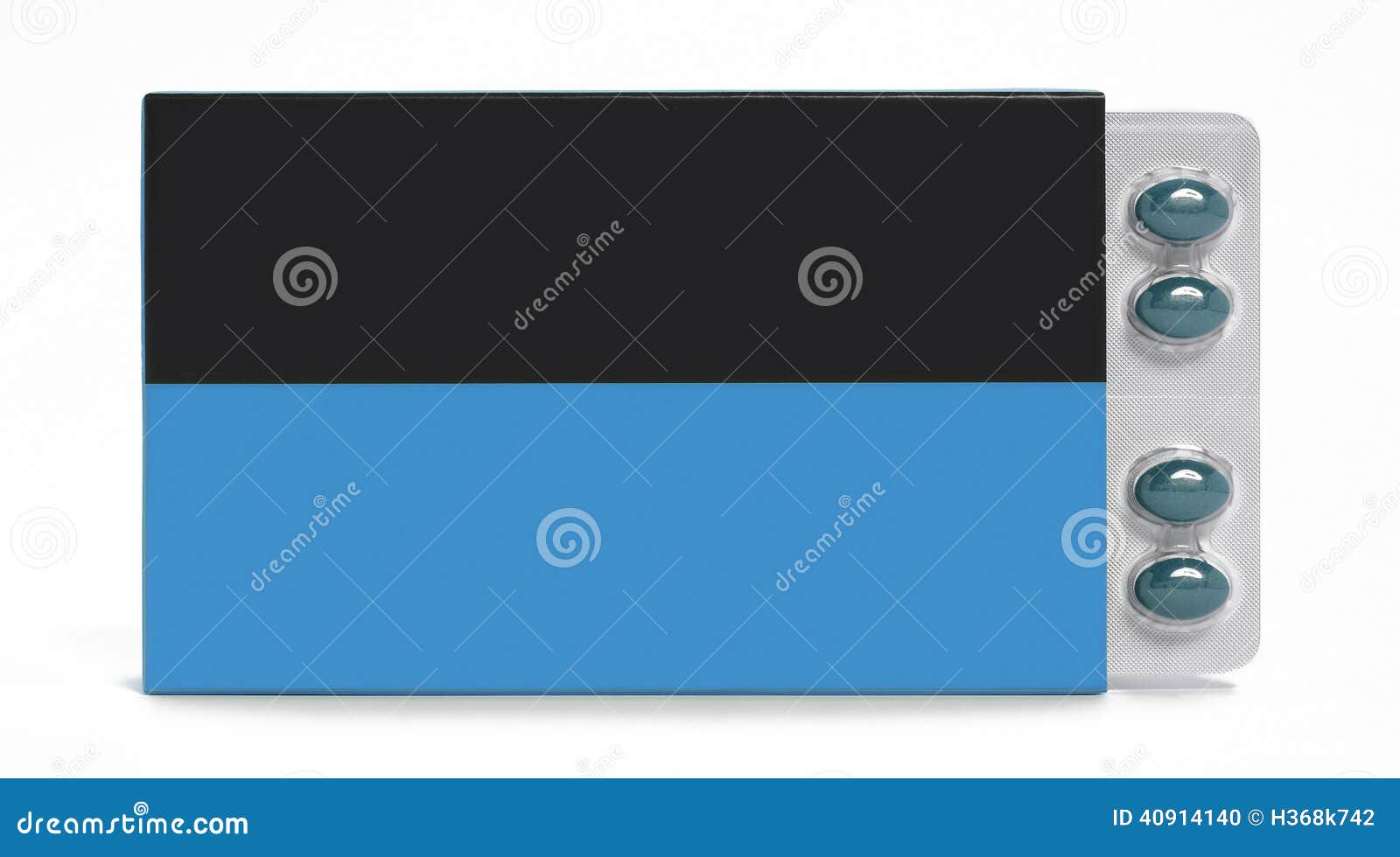 Pill Box in Blue and Black Tones Isolated on White Stock Photo - Image ...